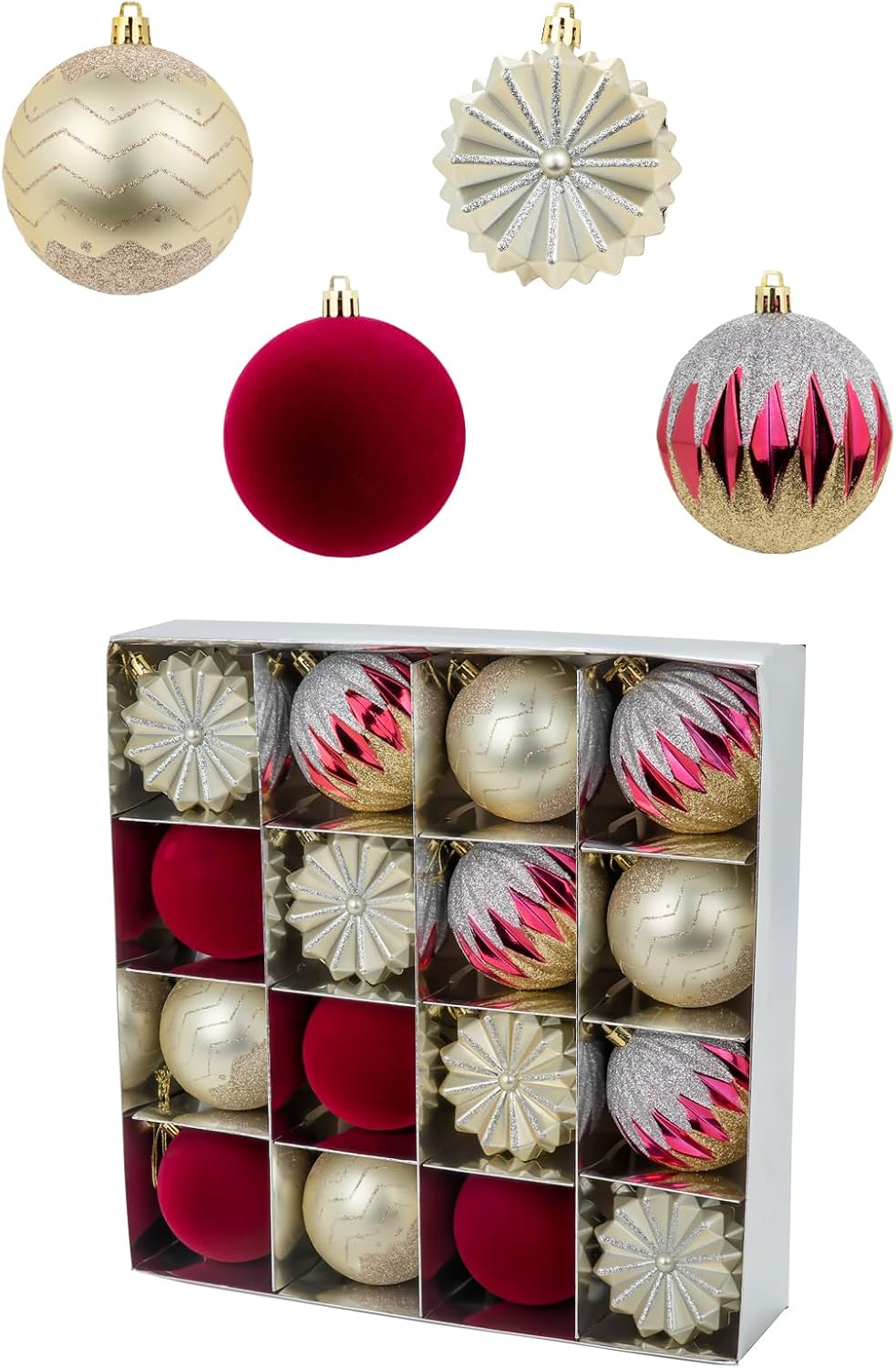 Amazon.com: Burgundy and Gold Christmas Ornaments - Shatterproof Velvet ...