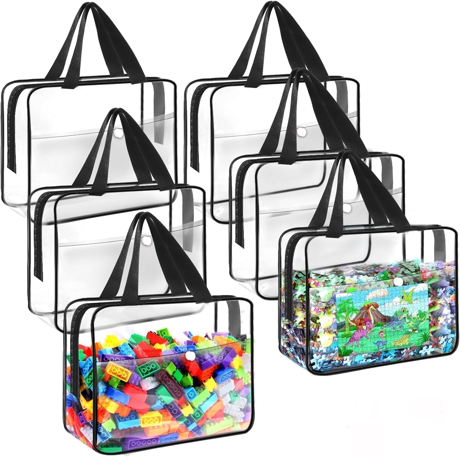 6 Packs Toy Storage Bags, Clear PVC Toy Storage Bags with Zippered, Waterproof Toy Bags for ...