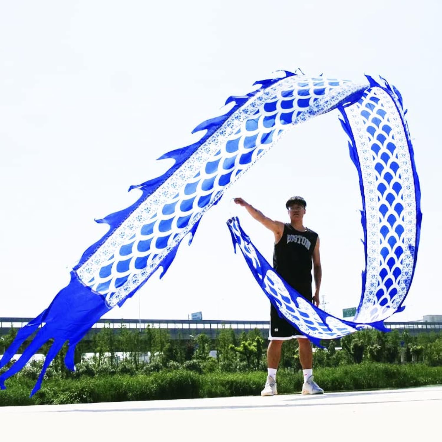 Amazon.com: 19.6 FT Silk-Like Blue Dragon Poi, Flinging Dragon Spiral ...
