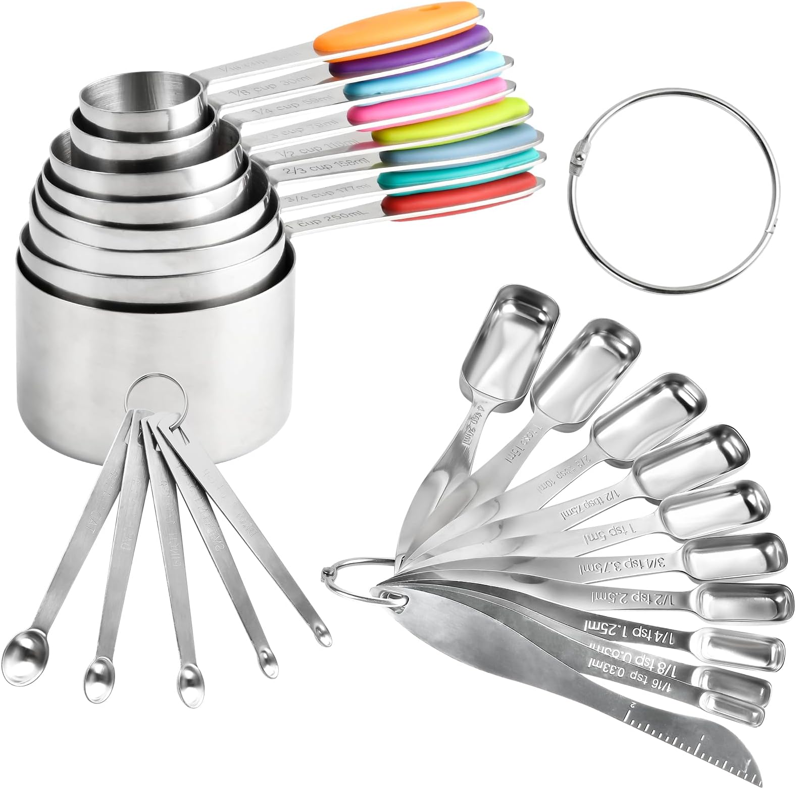 Amazon.com: Lainballow 24 Pcs Measuring Cups and Spoons Set, Stainless ...