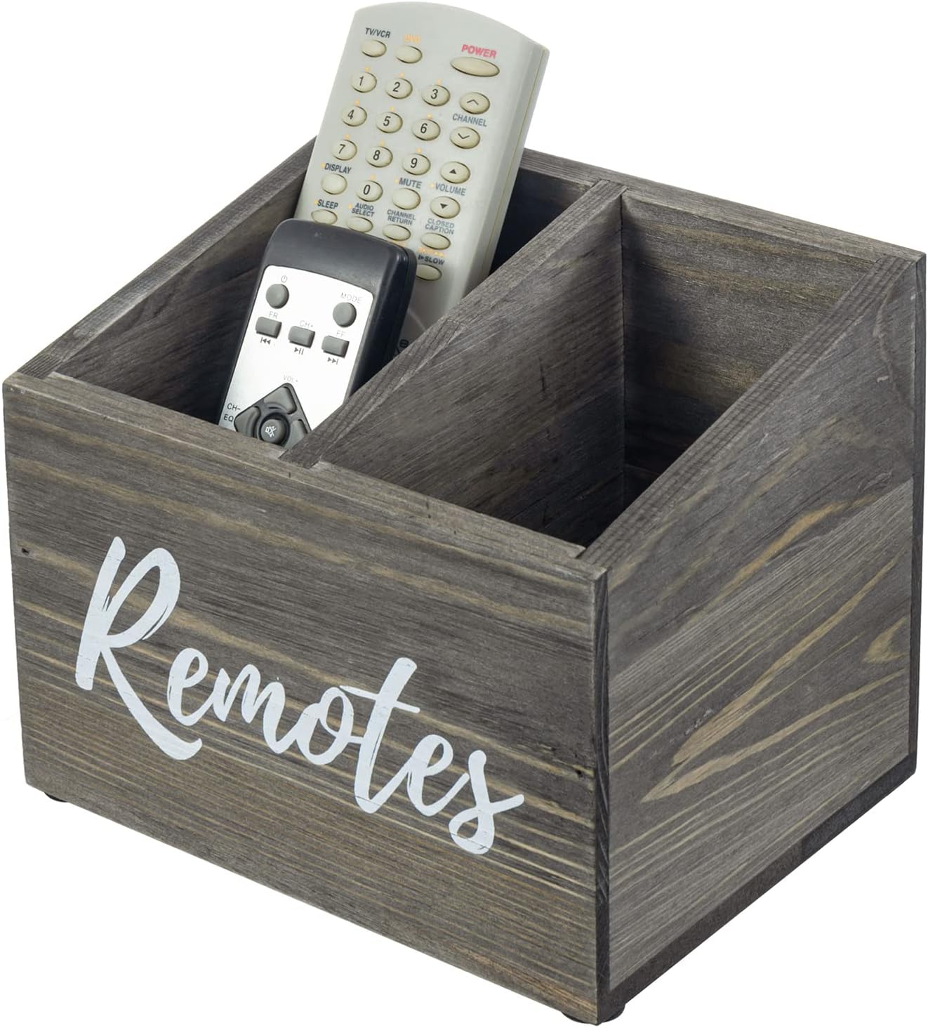 Amazon.com: MyGift Vintage Gray Solid Wood Remote Control Holder with 2 ...