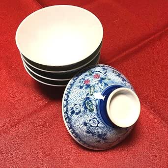 Amazon.co.jp: Rice Bowls, Japanese Pattern, Set of 5 : Home & Kitchen