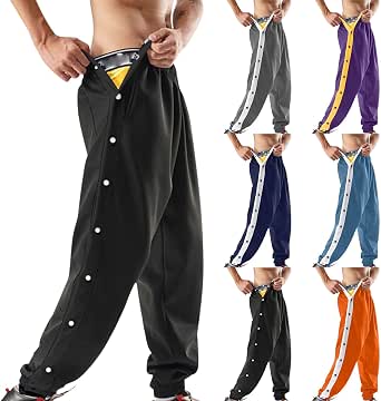 Amazon.com: Men's Tear Away Basketball Pants Loose Fit Active ...