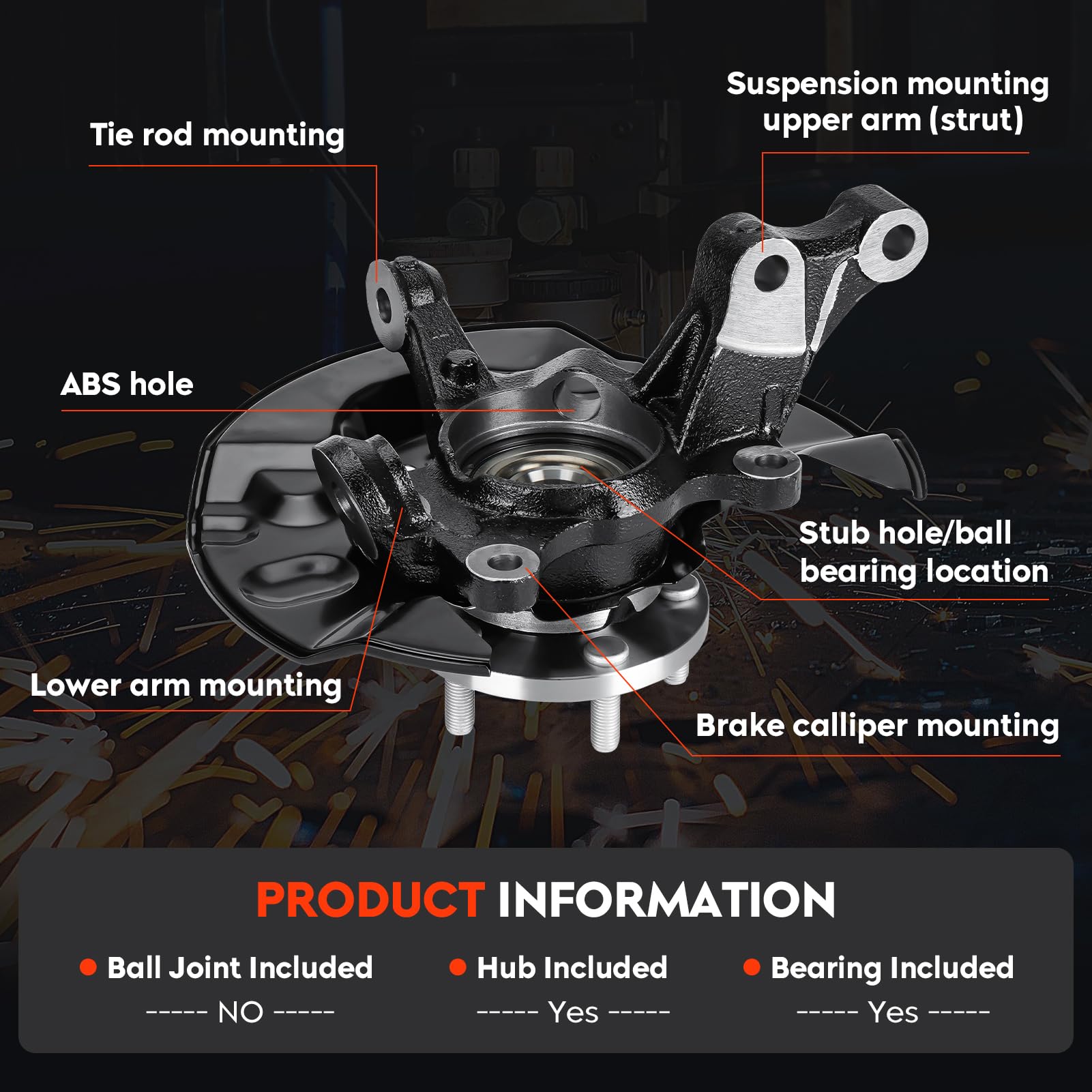 Front Left Steering Knuckle+Wheel Hub Bearing For Toyota Corolla 43502 ...