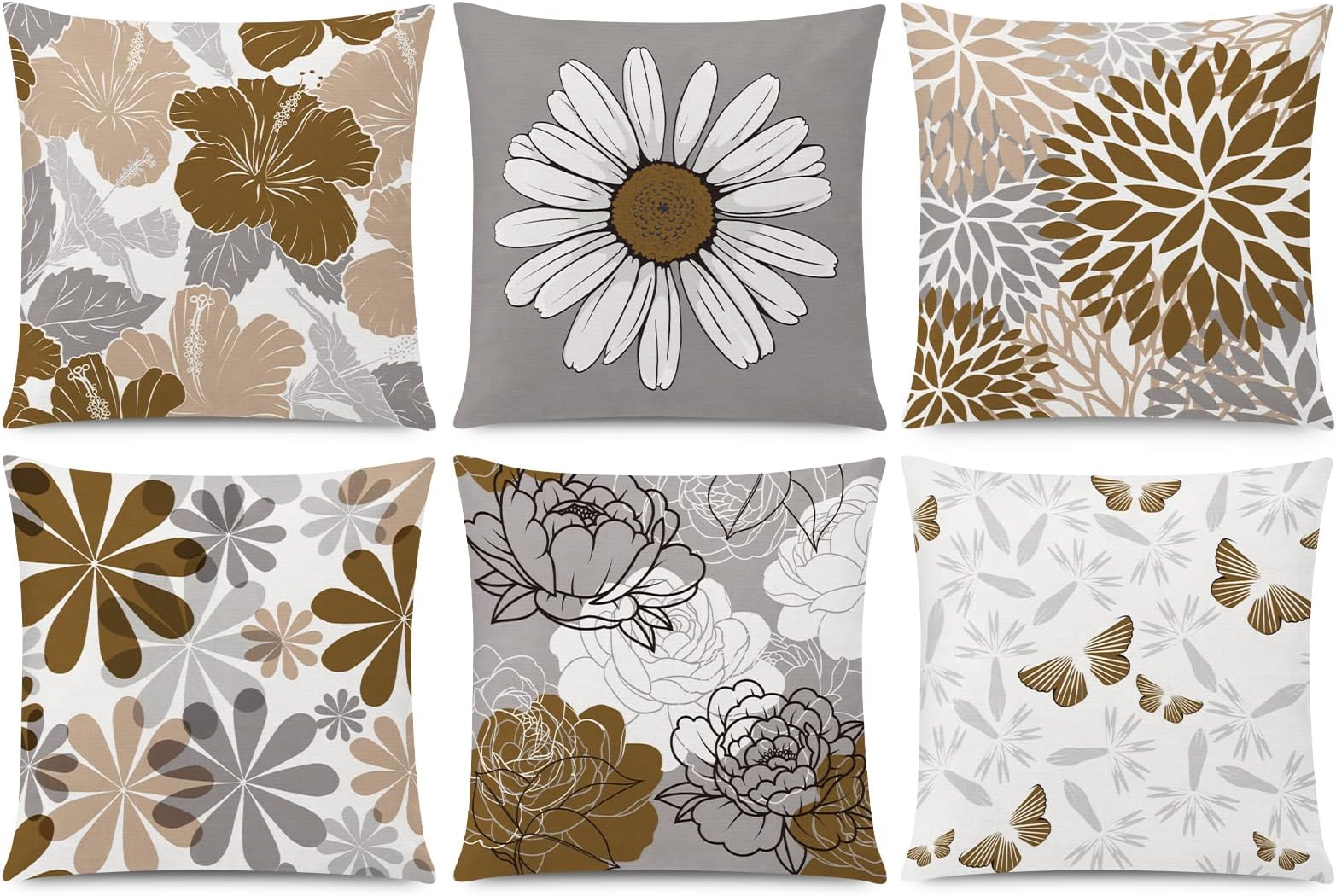 Amazon.com: MEPED Retro Throw Pillow Covers 18x18 Inch Set of 4 ，Brown ...