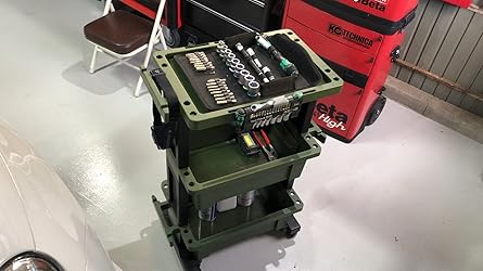 Amazon.co.jp: JEJアステージ(JEJ Astage) ツールワゴン テーブルタイプ 日本製 組み立て式 3段 キャスター付 ブラックグリーン TWT-490G 幅49×奥行29 ...