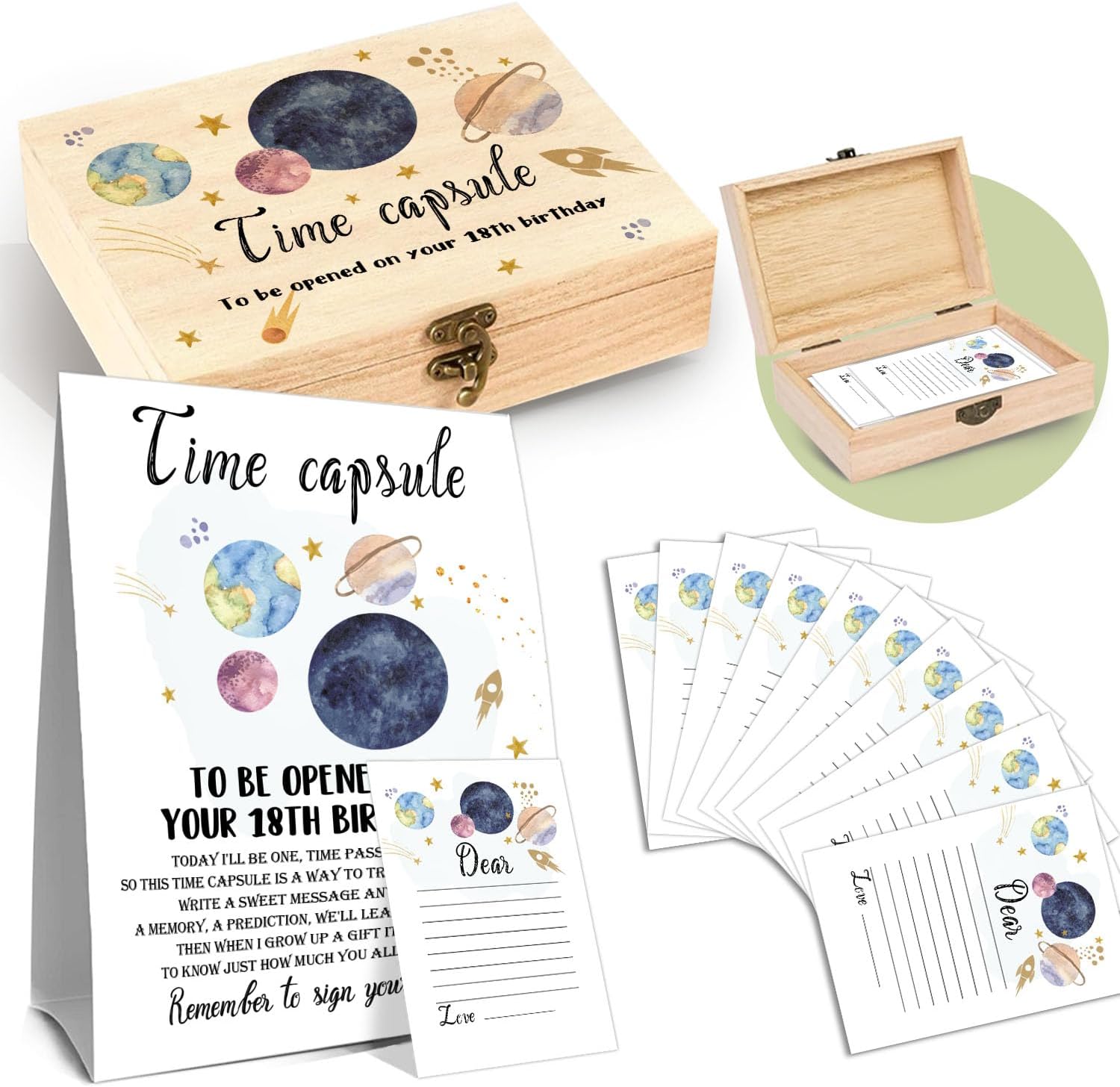 Amazon.com: DEANHOT Planet Memory Time Capsule, 50 Planet Cards and 1 ...