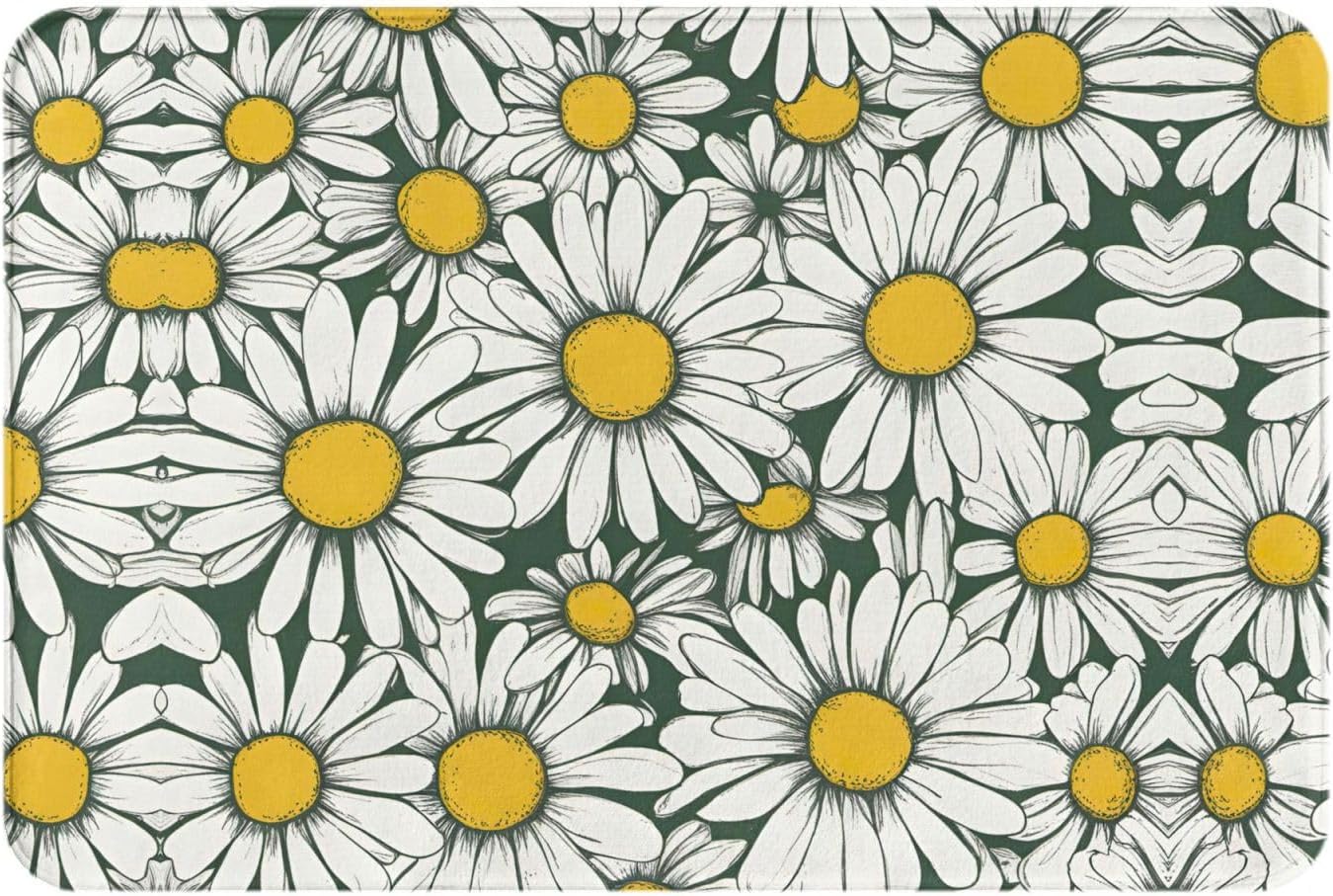 Amazon.com: DURAGS White Daisy Print Indoor Outdoor Door Mat,Mat for ...