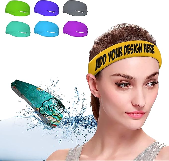 Amazon.com : Custom Stretchy Sport Headbands Personalized Sweatbands ...
