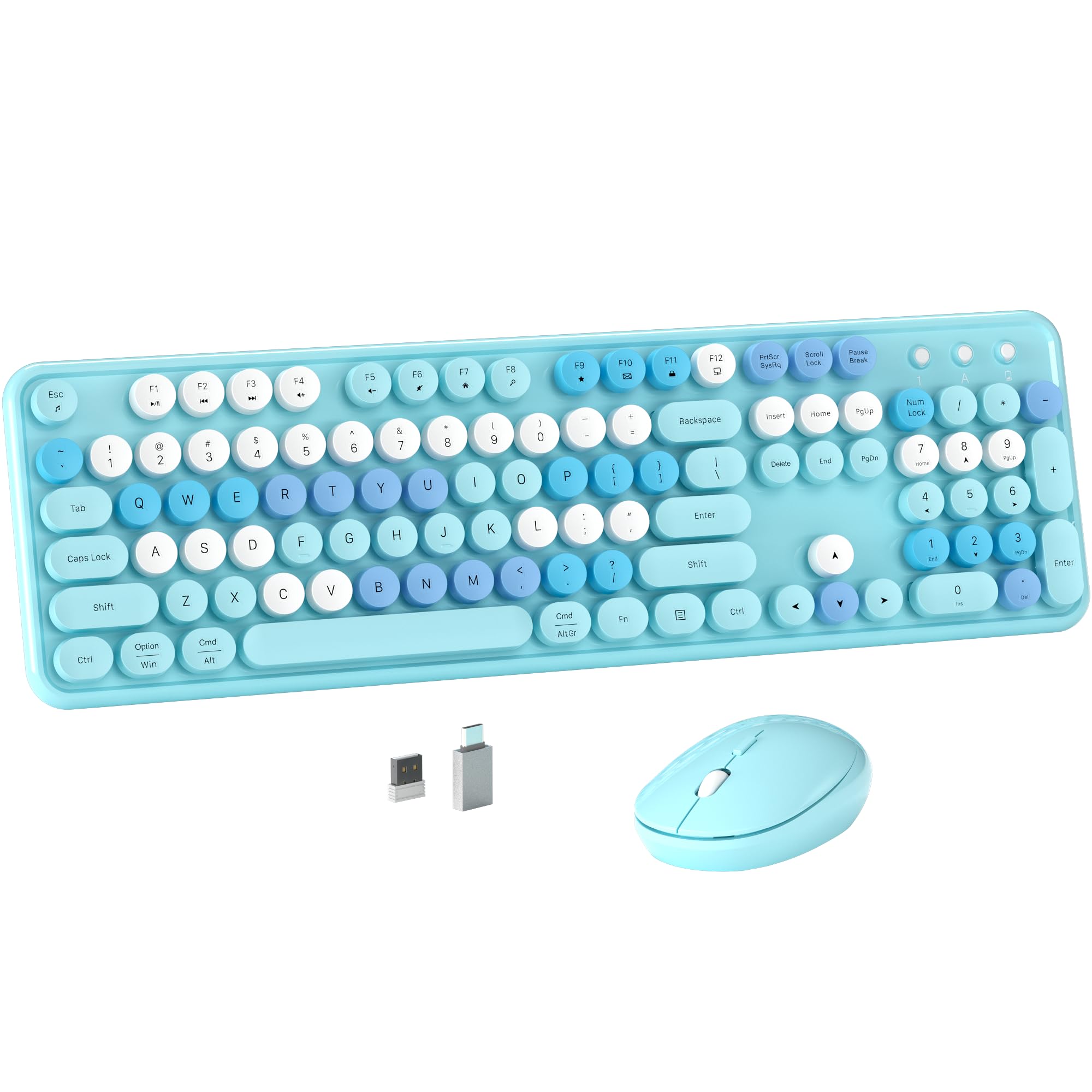 Amazon.com: MPTOG Colorful Wireless Computer Keyboard and Mouse Combo ...