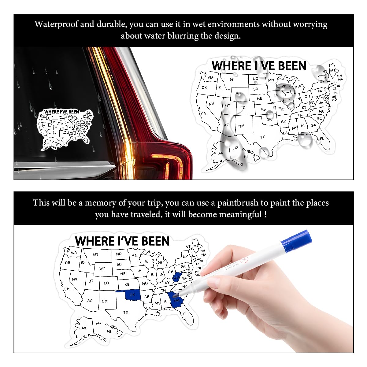 Snapklik.com : 3PCS Where Ive Been Map Vinyl Coloring Sticker, 5" Waterproof Decal Visited ...