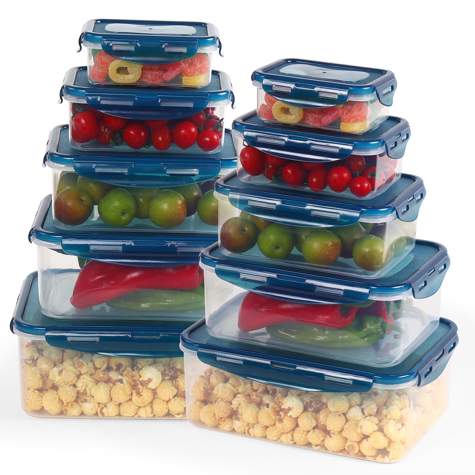Rainberg Plastic Food Storage Containers - 20 Pieces (10 containers ...