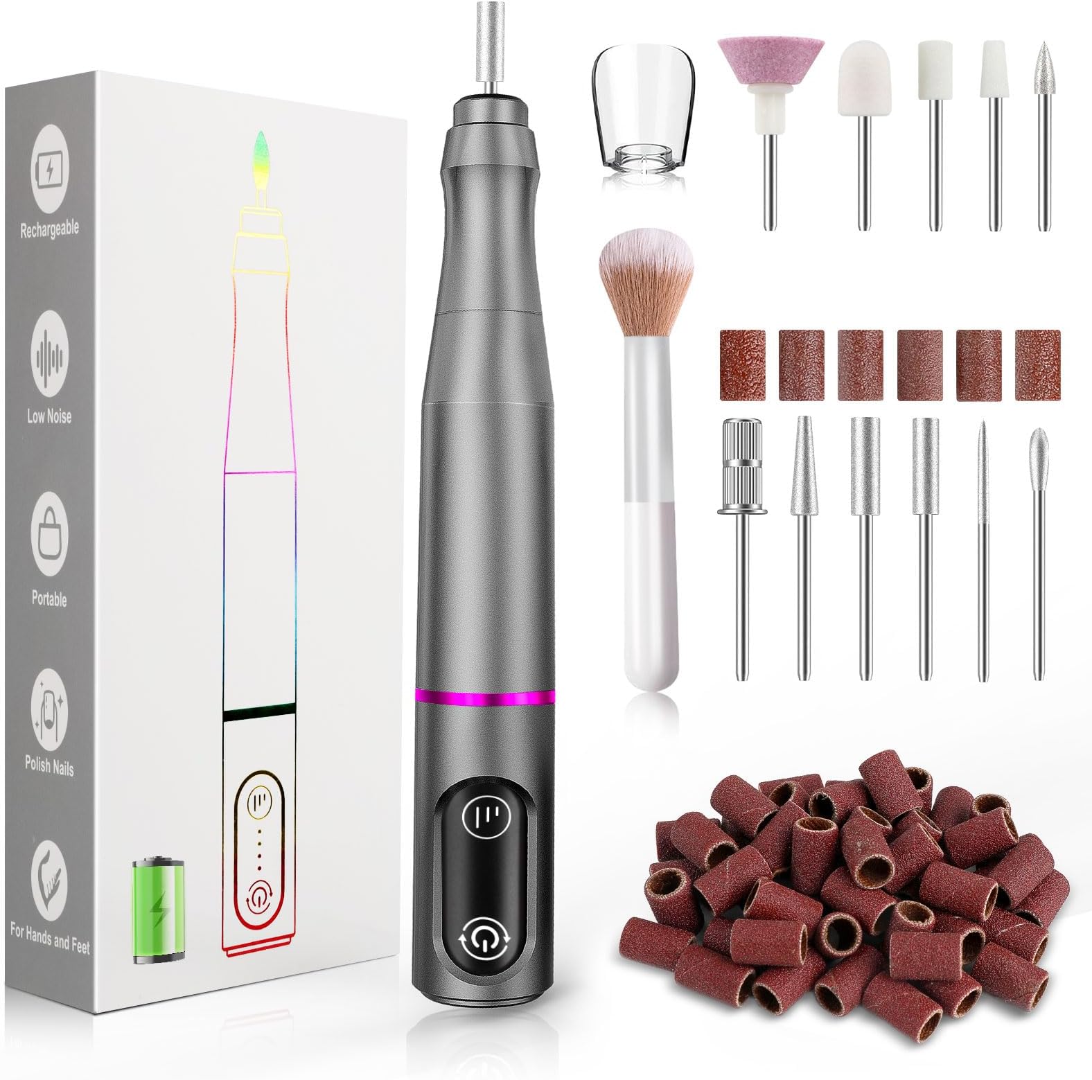 Amazon.com: TUOBEO Cordless Nail Drill Electric Rechargeable File Kit ...