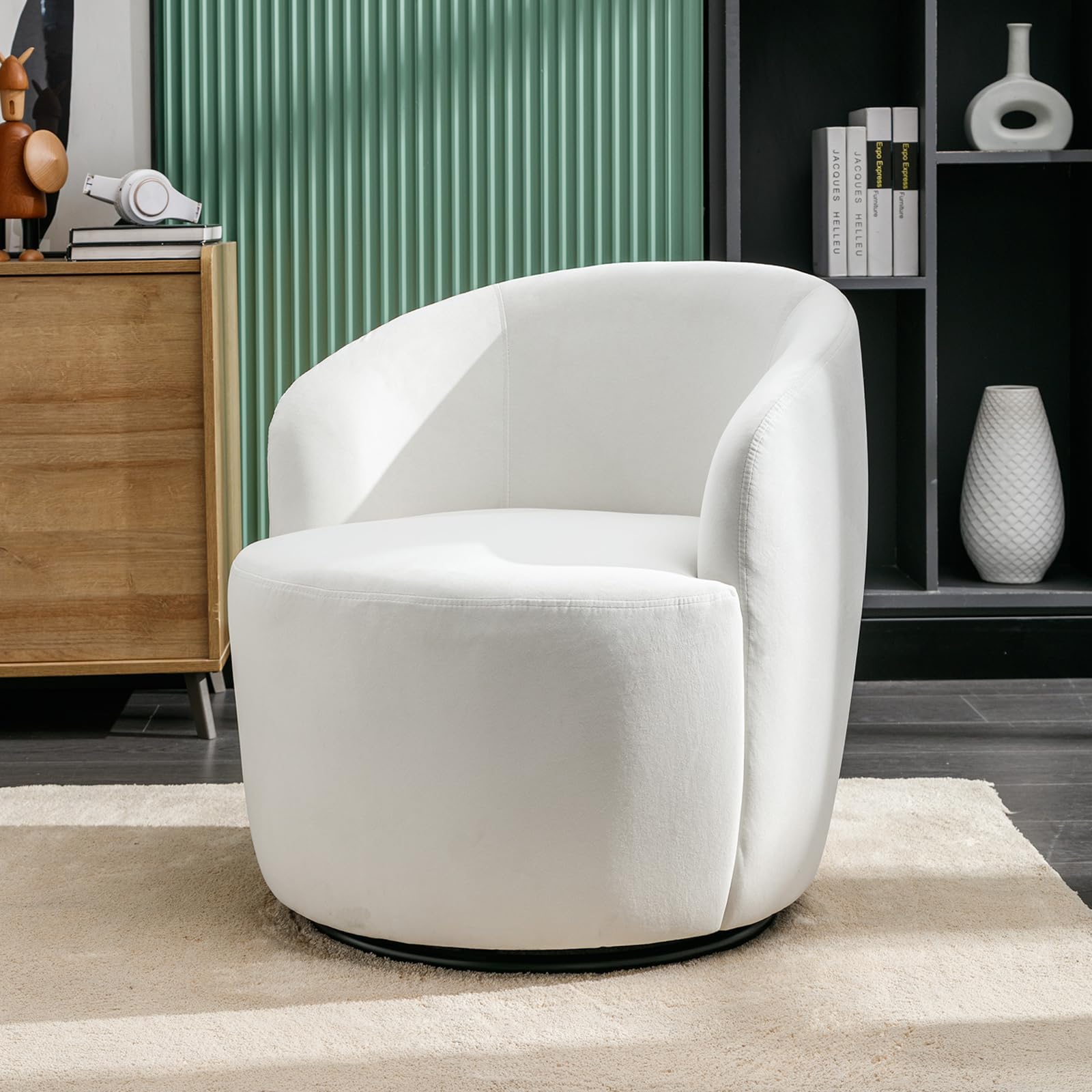 Amazon.com: KIVENJAJA Swivel Barrel Chair, Modern Velvet Upholstered ...