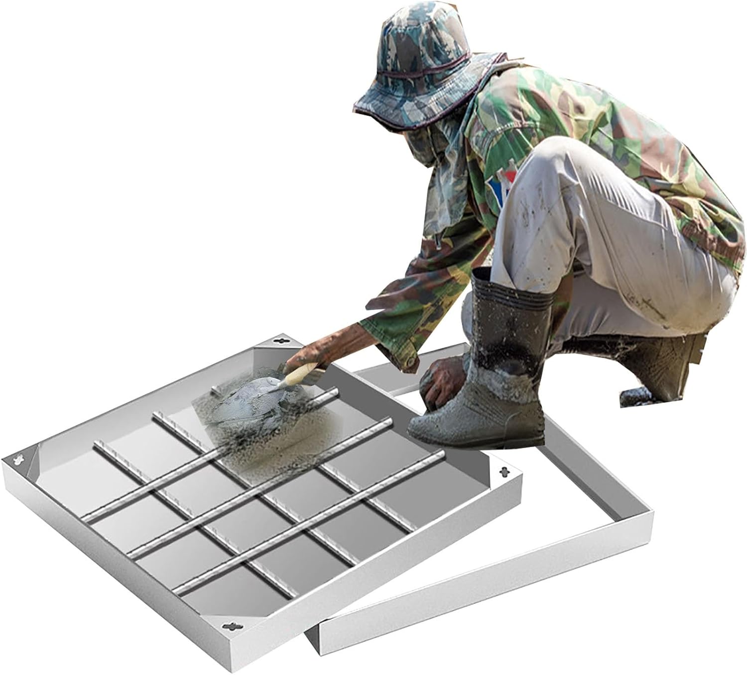 Recessed Manhole Drain Cover, Stainless Steel Sewage Lid with Base and ...