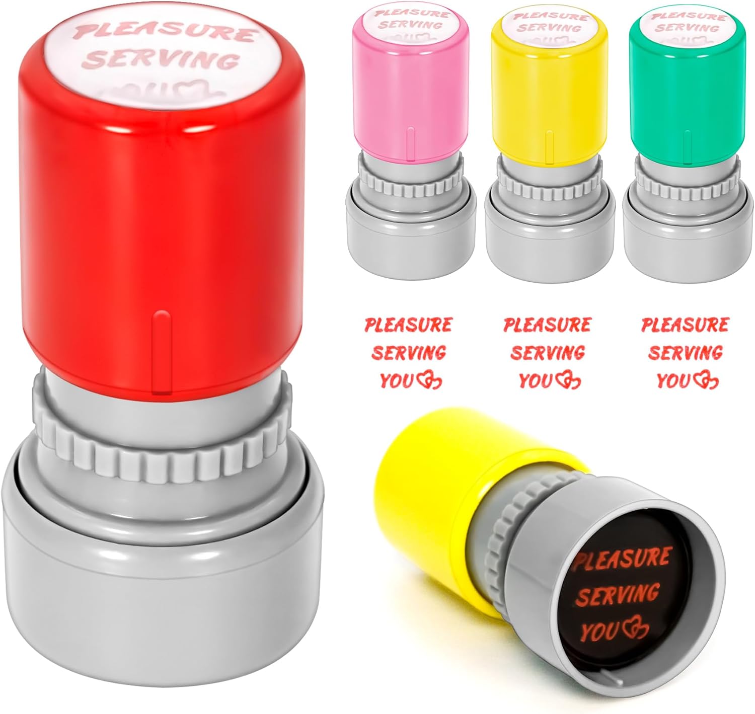 Amazon.com : Philbinden 4 Pack Pleasure Serving You Stamp-Self-Inking ...