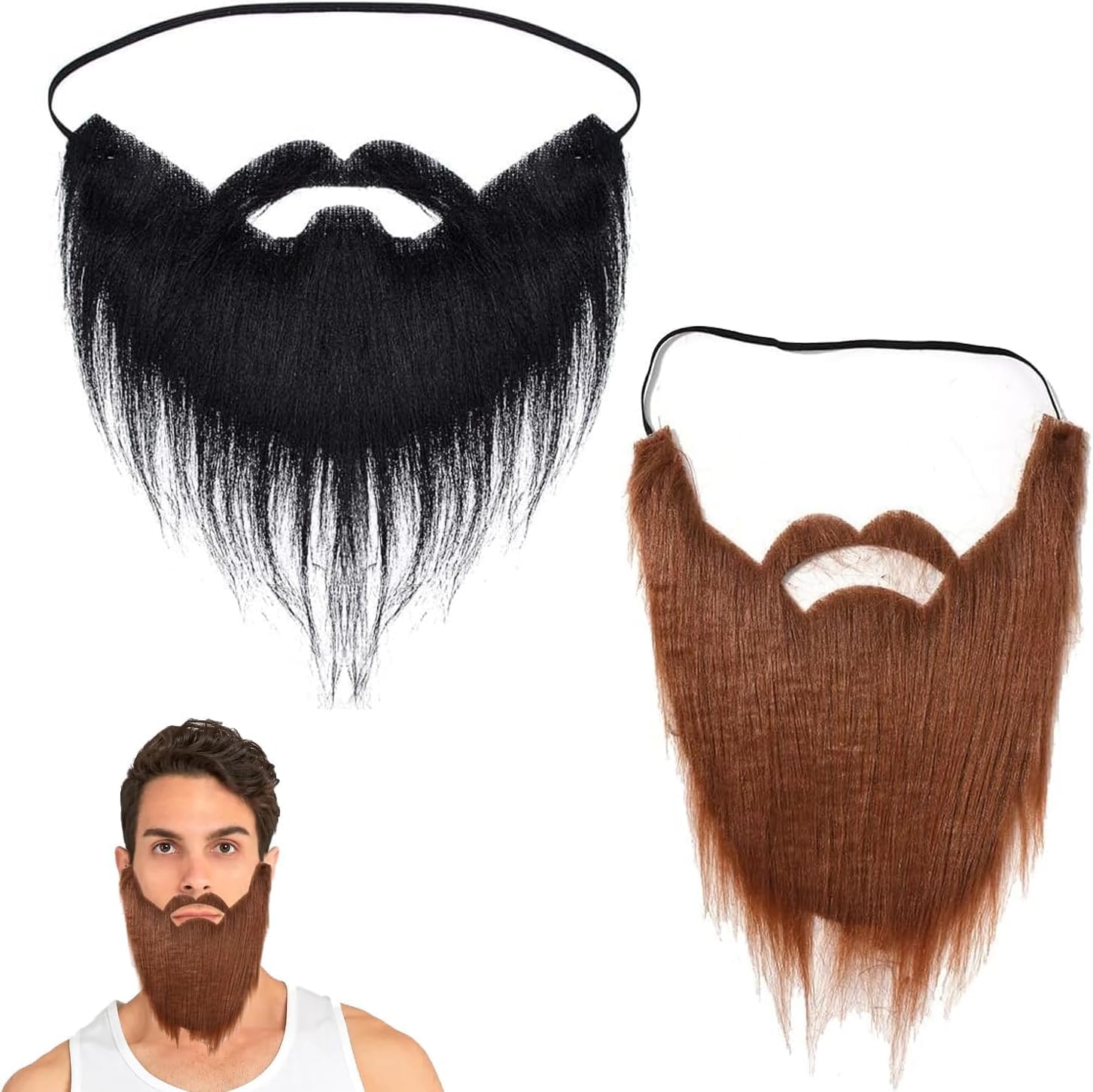 2pcs Fake Beard - Realistic False Beards and Moustaches for Costume ...