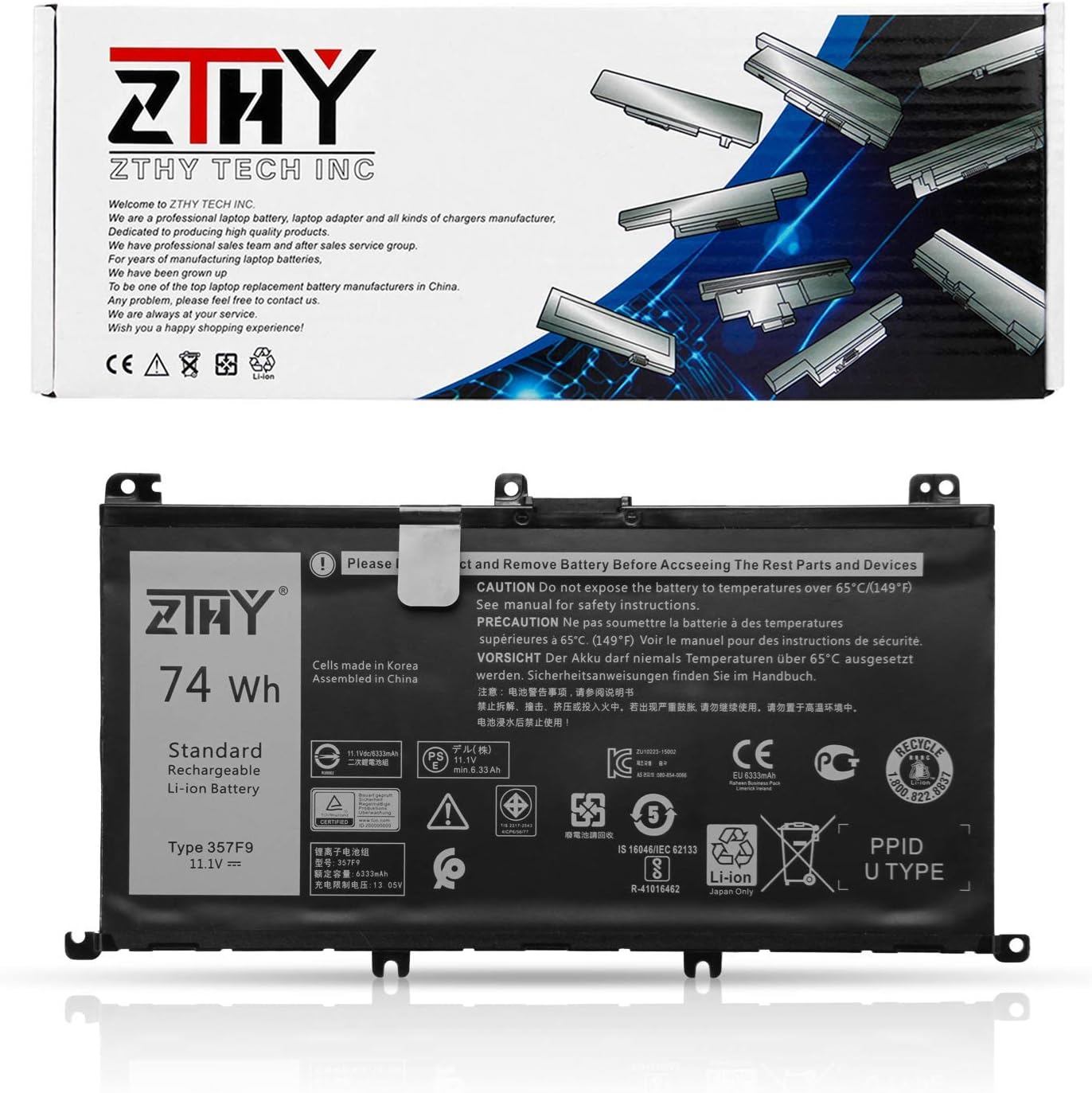 ZTHY New 357F9 Battery Replacement for Dell Inspiron 7000 Dump 15 7566 ...