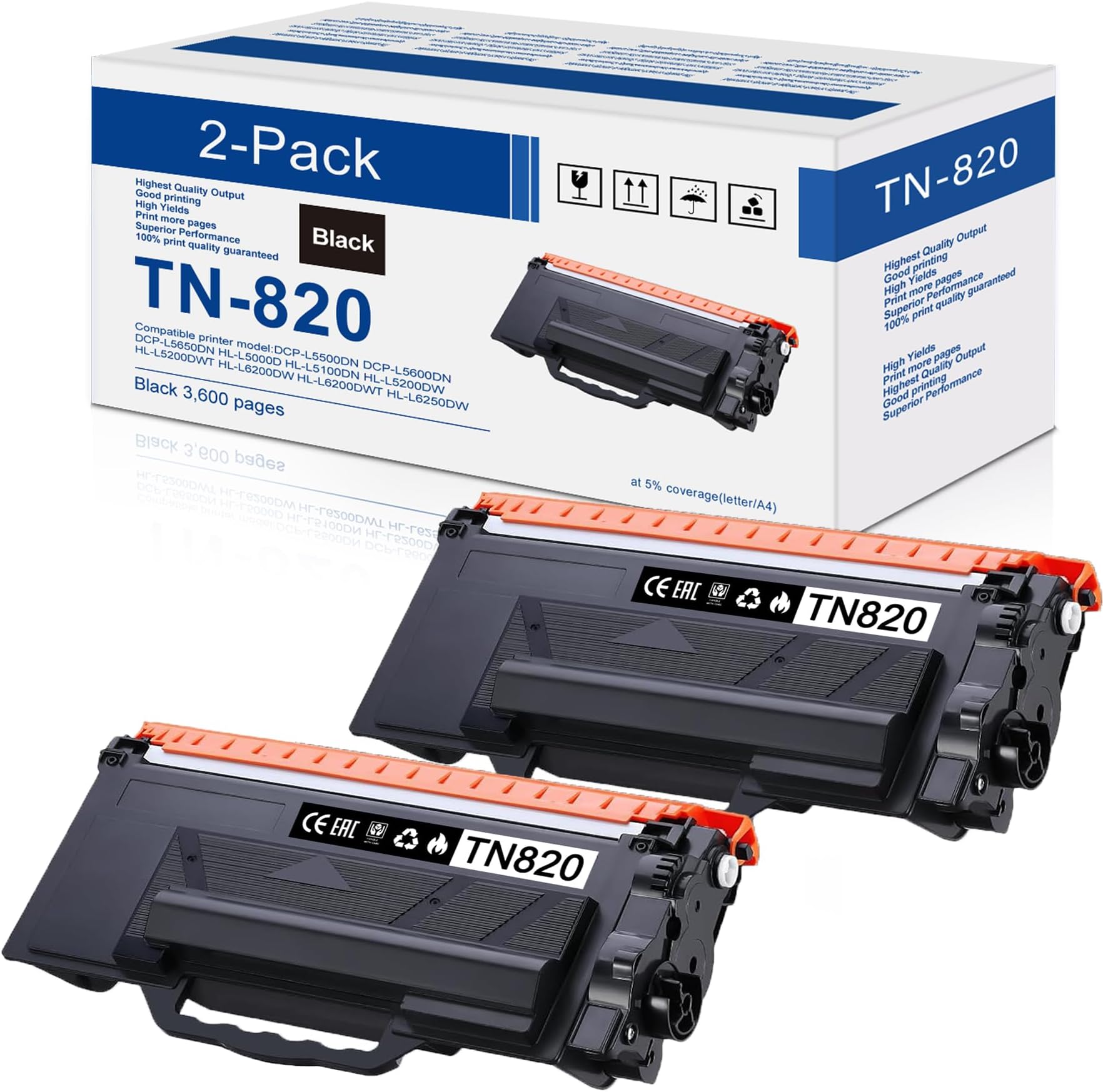 Amazon.com: Brother Genuine Black Toner Cartridge 3-Pack, TN820 ...
