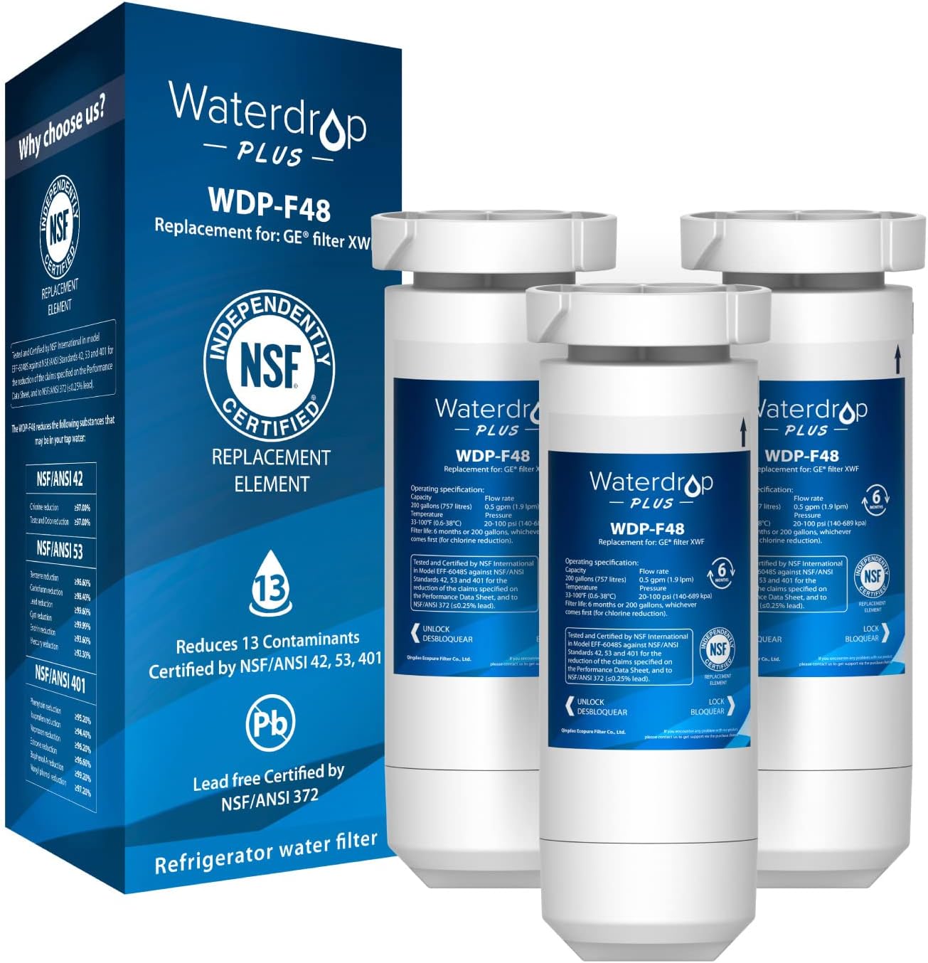 Amazon.com: GE XWF Refrigerator Water Filter | Certified to Reduce Lead ...
