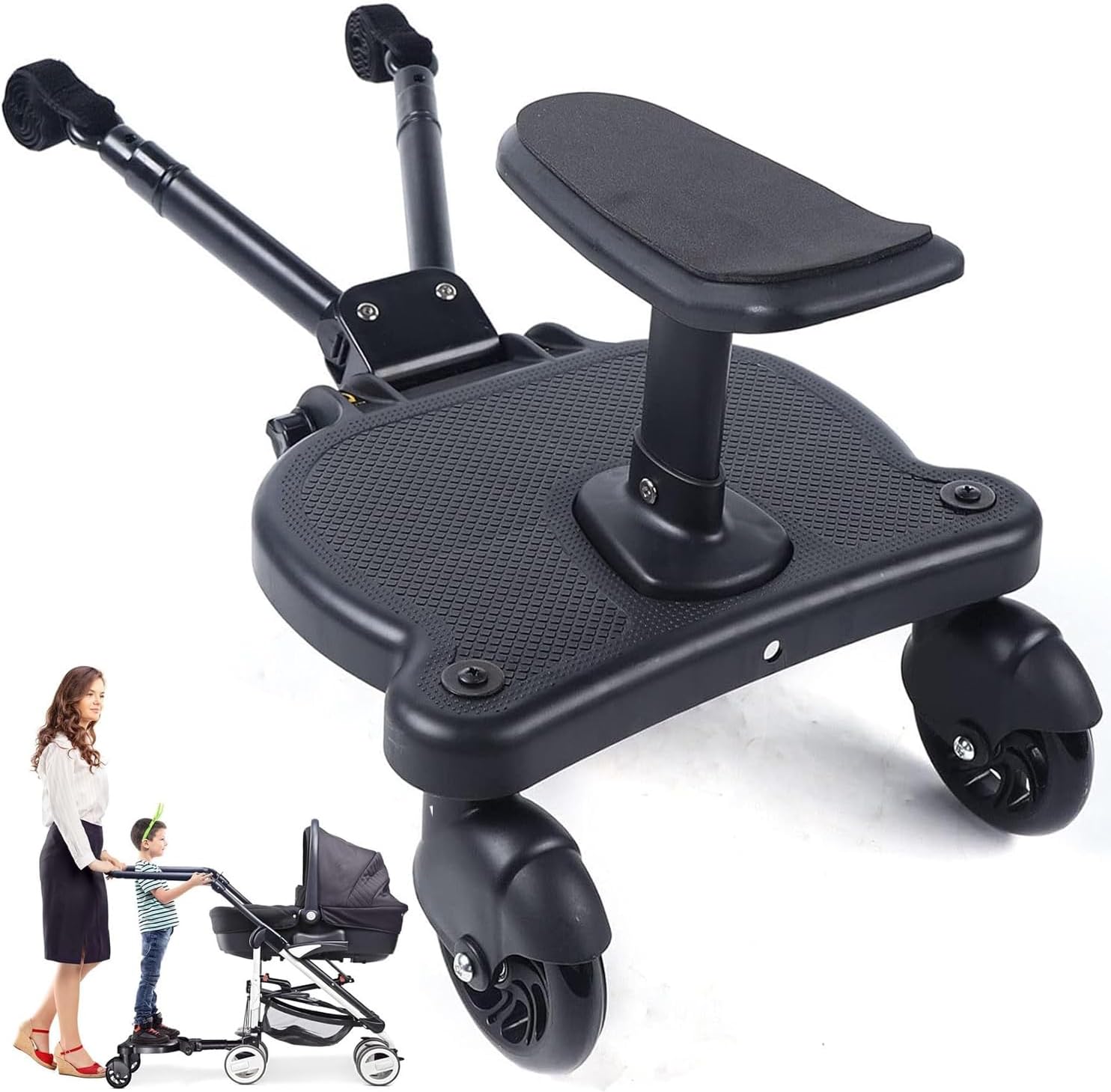 Universal Stroller Board with Replaceable Seat, 2 in 1 Sit and Stand ...