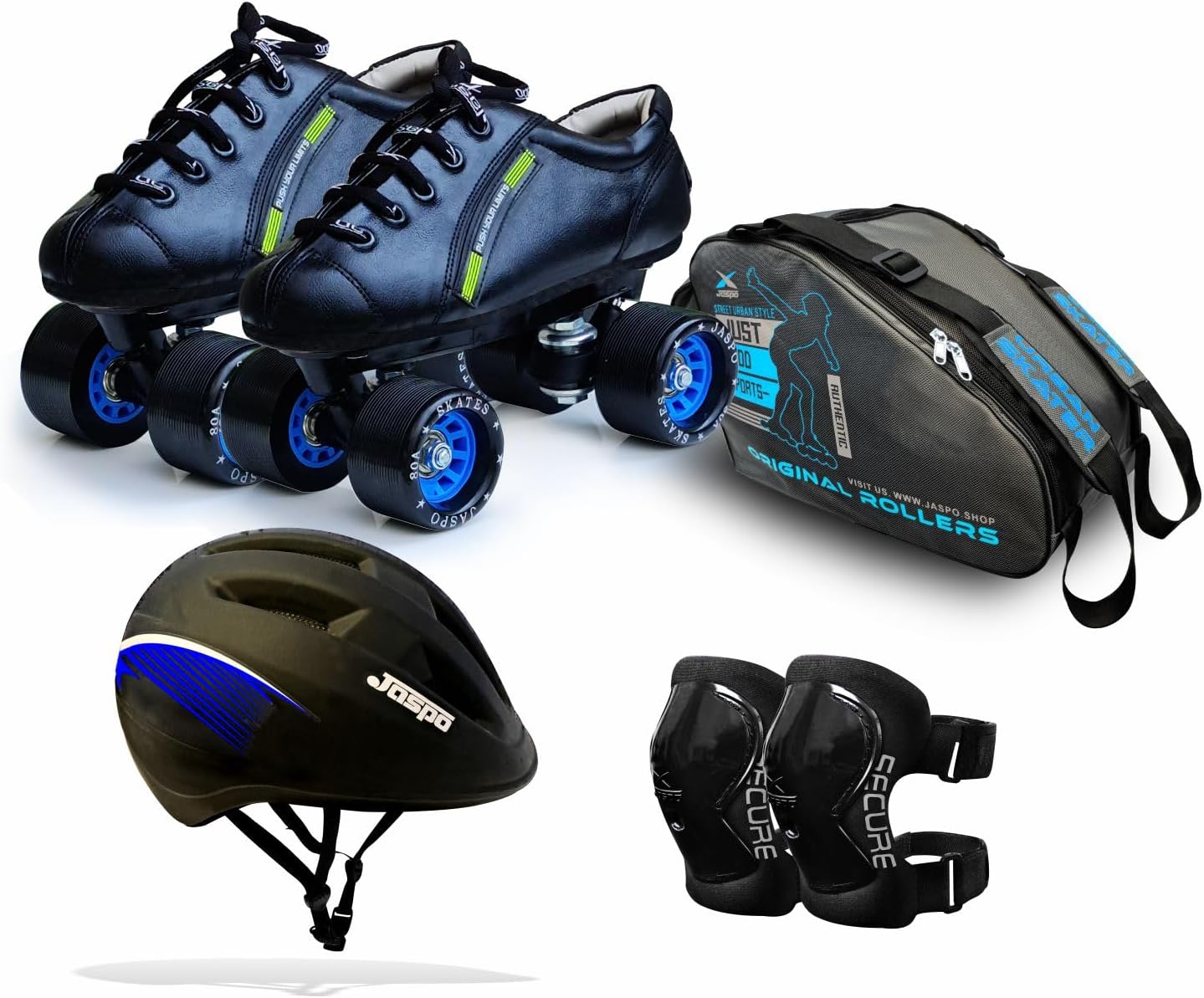 Jaspo Hail Stone Eco Shoe Skate Combo (Shoe Skates+ Helmet+Knee+Bag ...