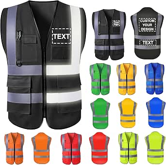 Amazon.com: Custom Safety Vest for Men with Logo High Visibility ...