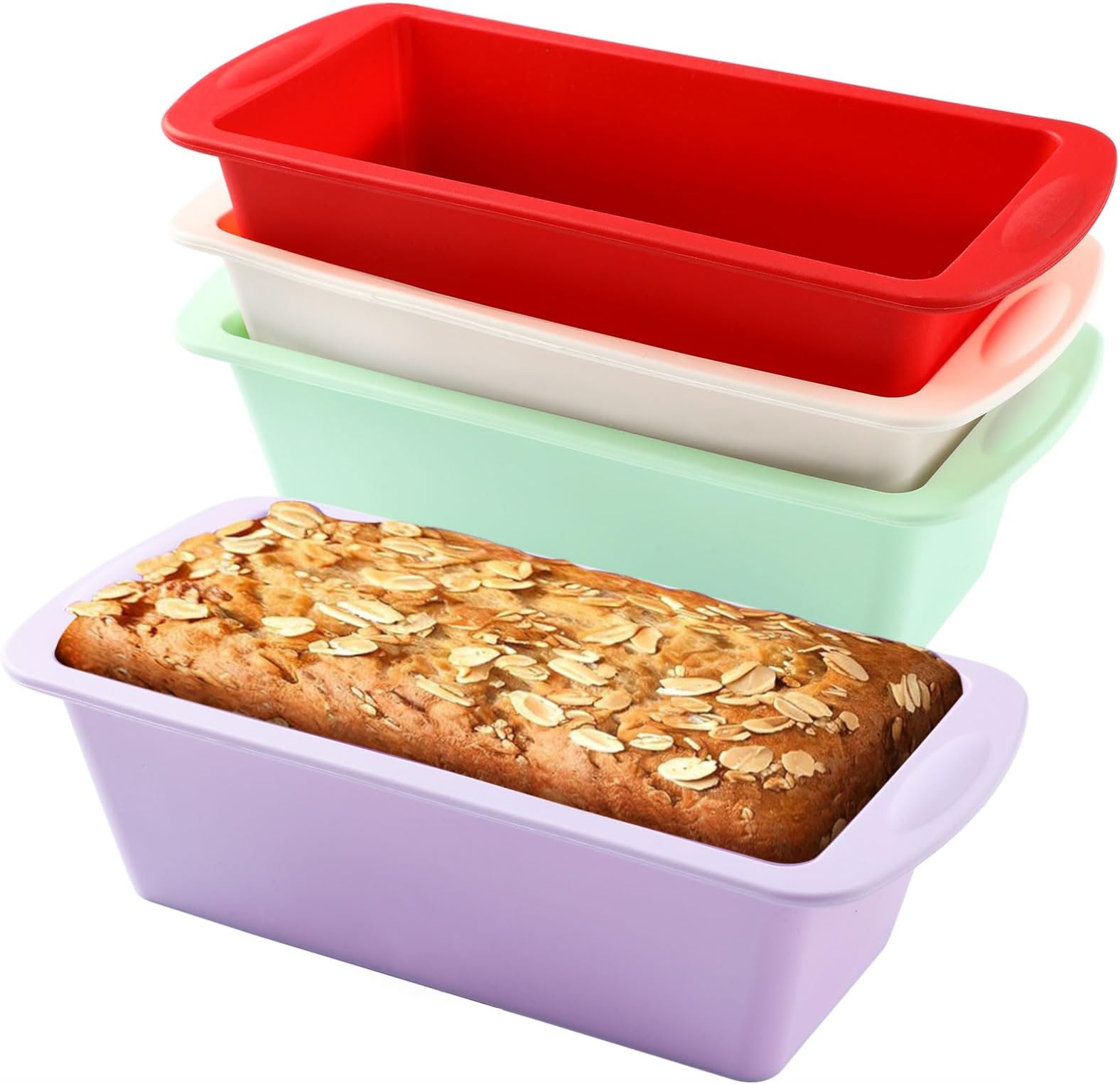 Surflyee 4PCS Silicone Bread and Loaf Tins, Silicone Loaf Tins for ...