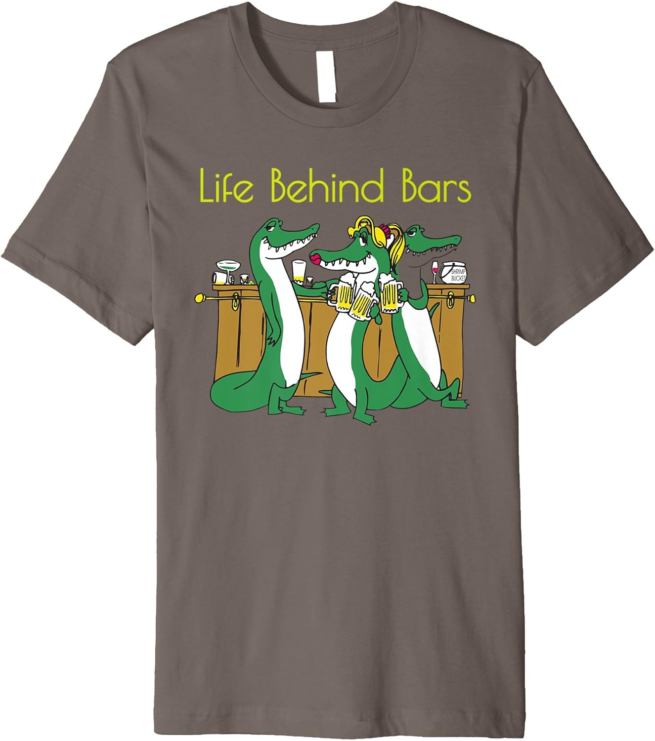 Amazon.com: "Life Behind Bars" Alligators Drinking Liquor Alcohol Tee ...