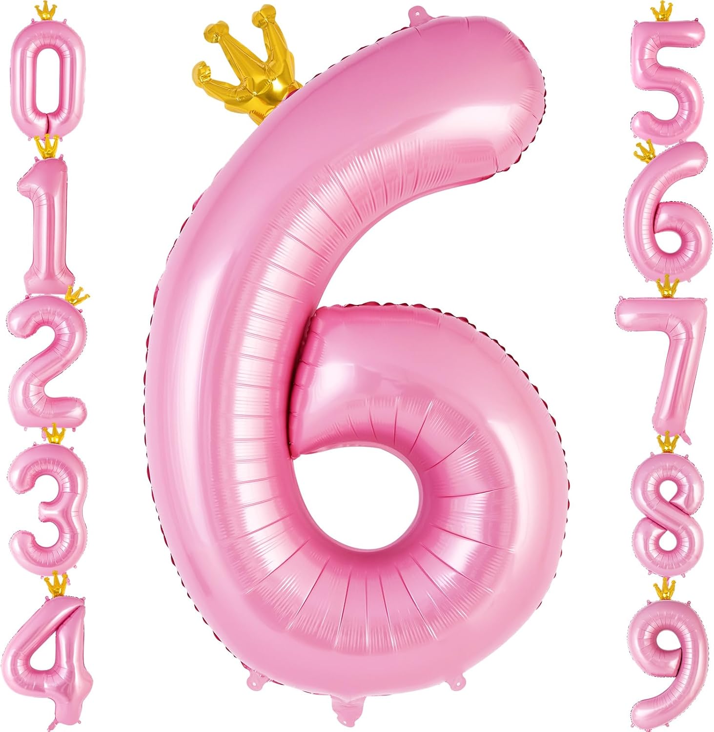 Amazon.com: Crown Pink Number 6 Balloon 40 Inch, Big Large Foil Helium ...