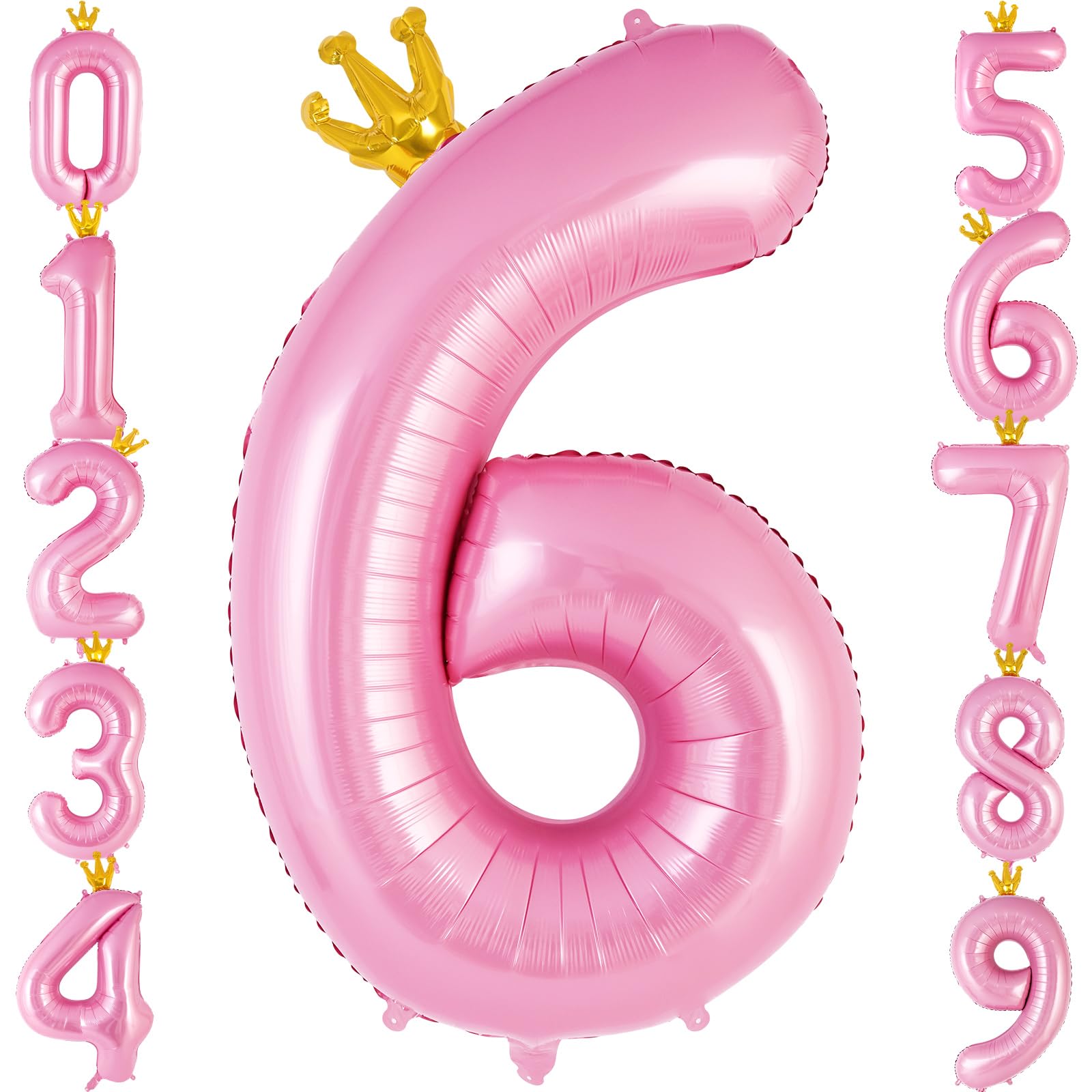 Amazon.com: Crown Pink Number 6 Balloon 40 Inch, Big Large Foil Helium ...