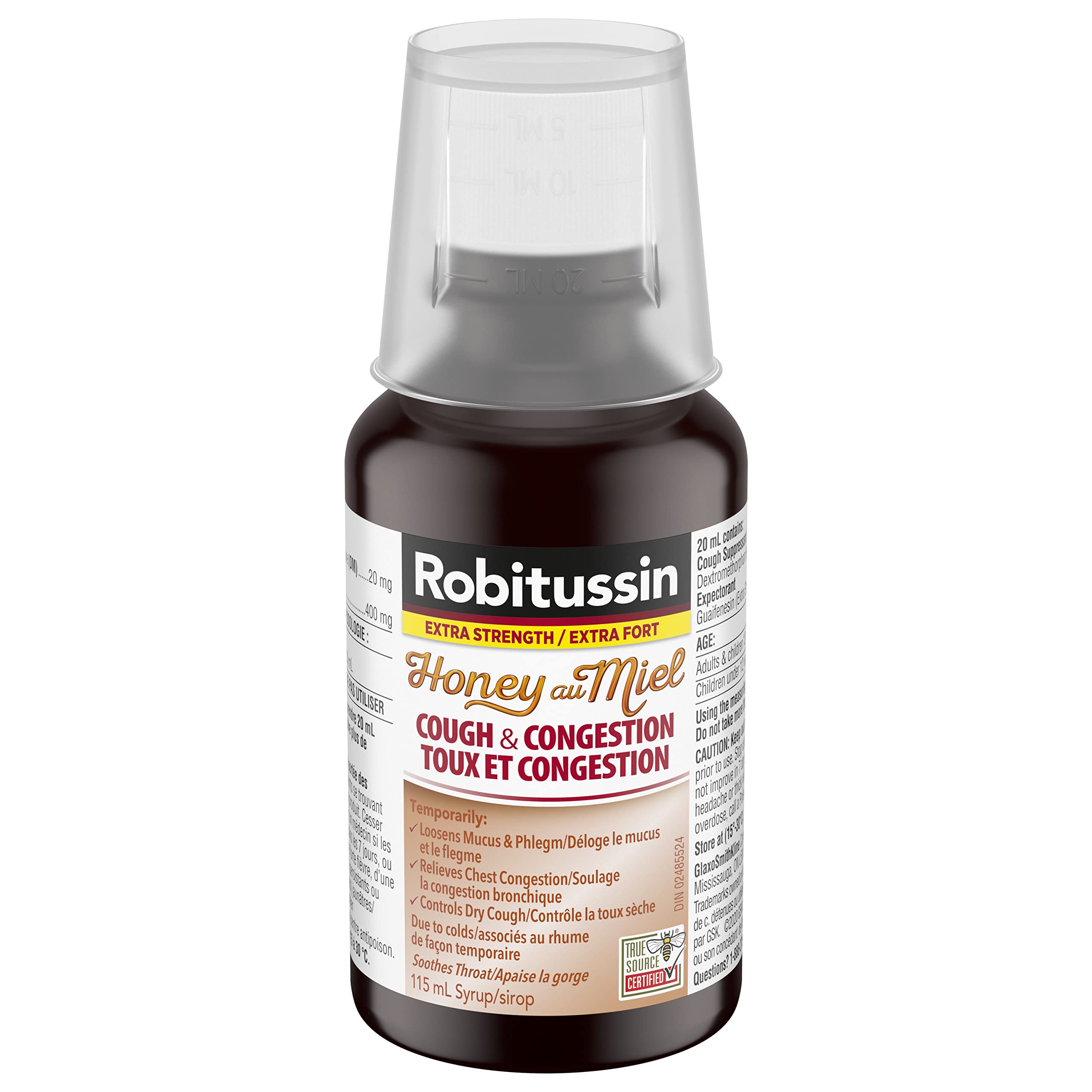 Robitussin Extra Strength Honey Cough & Congestion Syrup, 115 mL ...