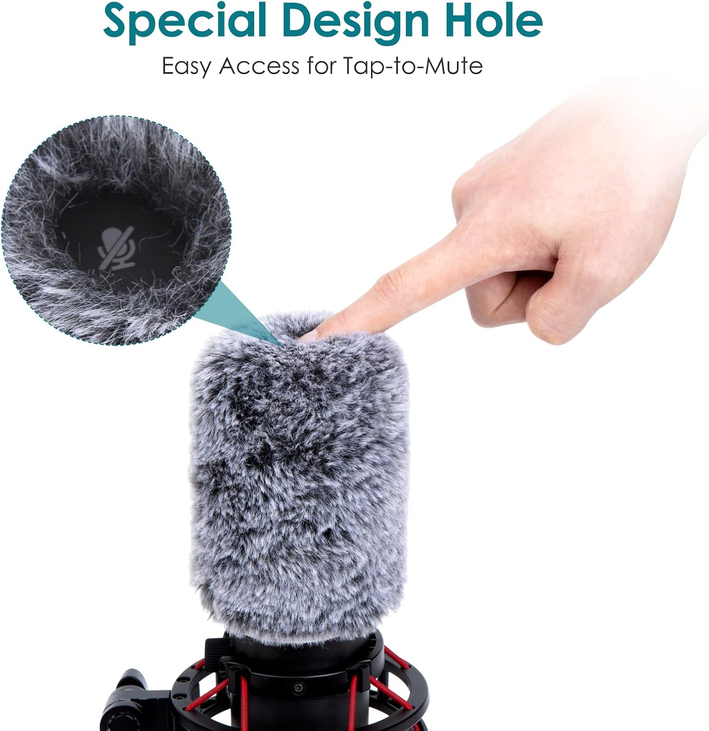 YOUSHARES QuadCast Pop Filter – Mic Wind Cover Furry Windscreen Muff ...