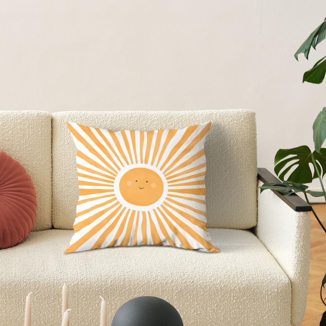 Safito Cute Smiling Sun Sunshine Decorative Throw Pillow Cover 18 × 18 ...