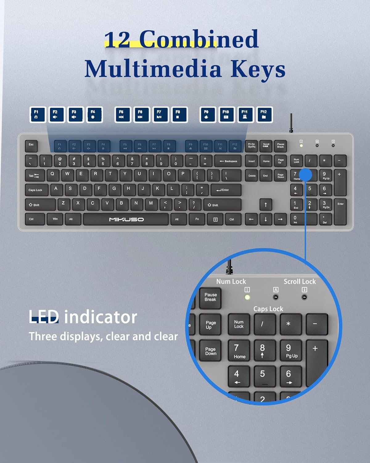 MIKUSO Wired Keyboard Instruction Manual