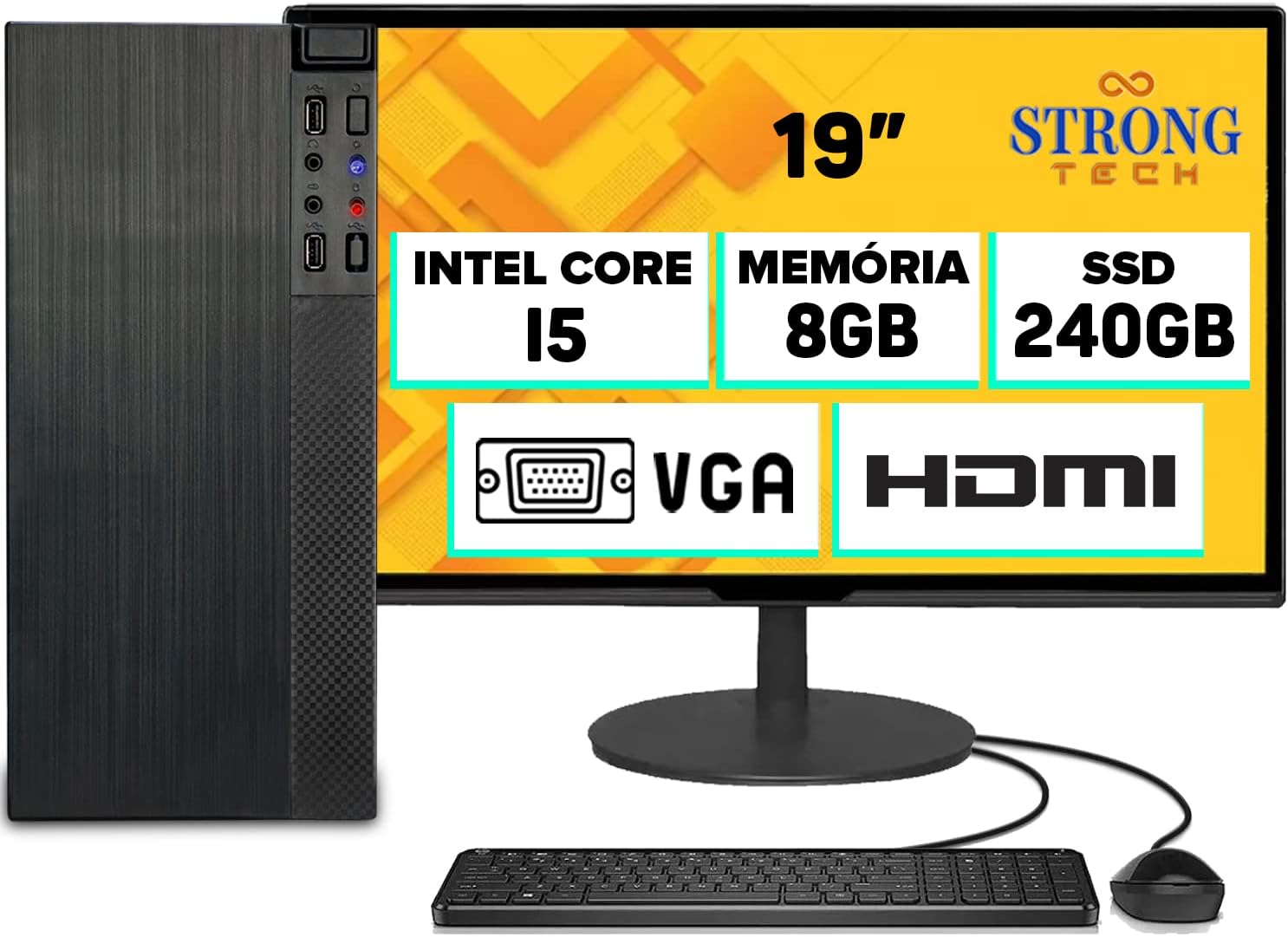 Computador Completo Intel Core i5 8GB SSD 240GB Monitor 19" HDMI ...