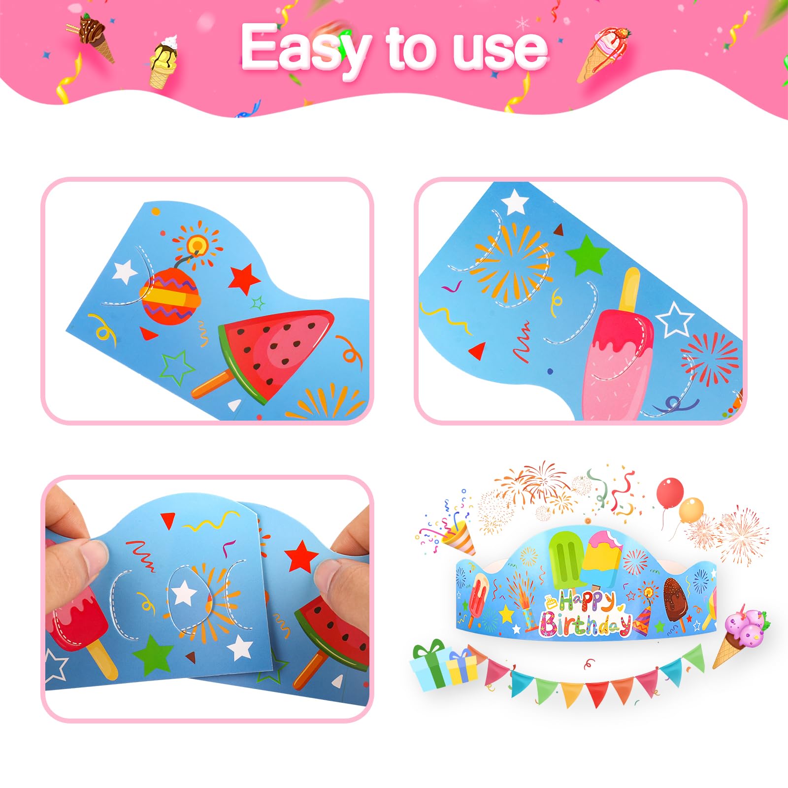 Snapklik.com : 30 Pieces Birthday Crowns For Classroom Adjustable Cute ...