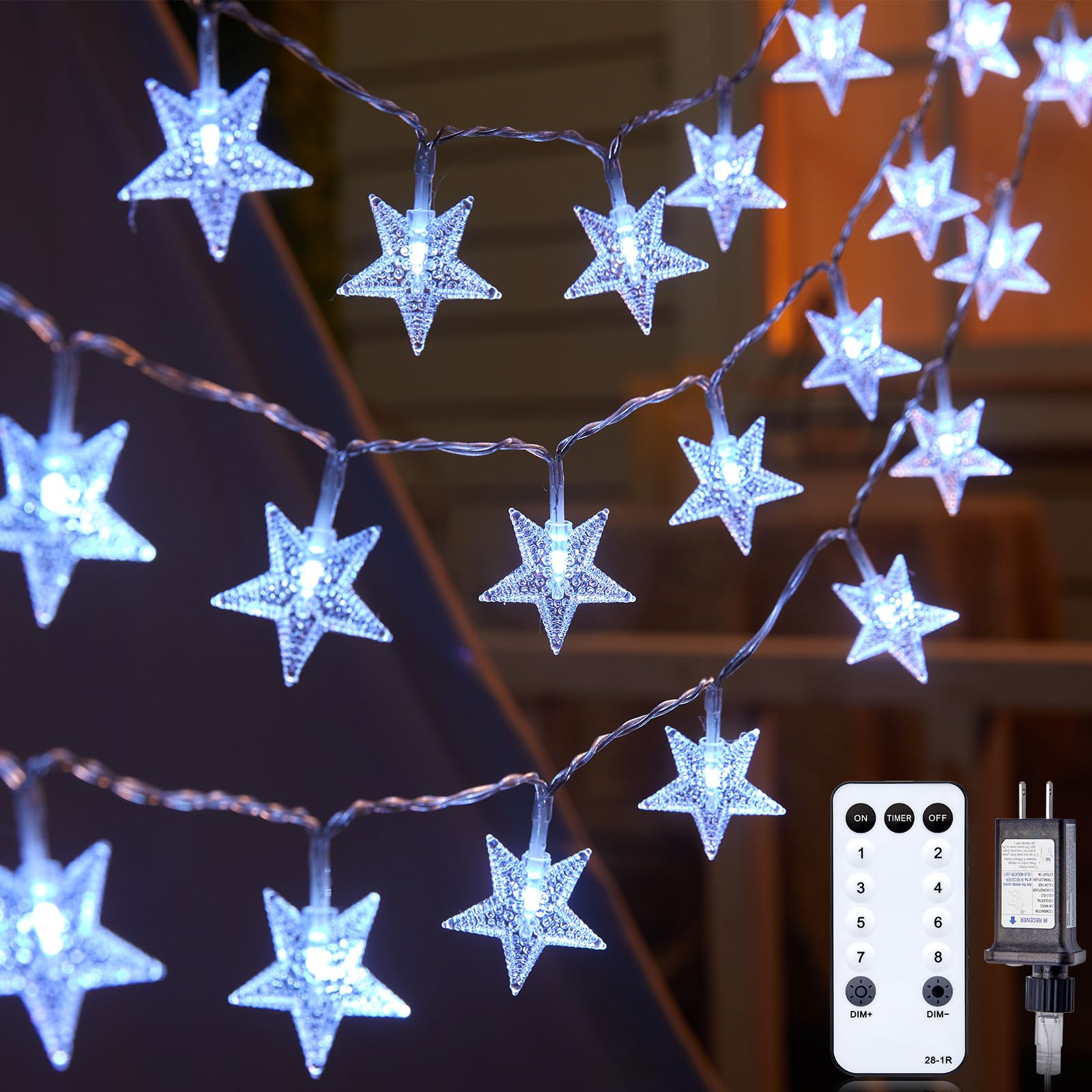 Amazon.com: Star String Lights Plug in - 33 ft 100 LED Star Fairy ...