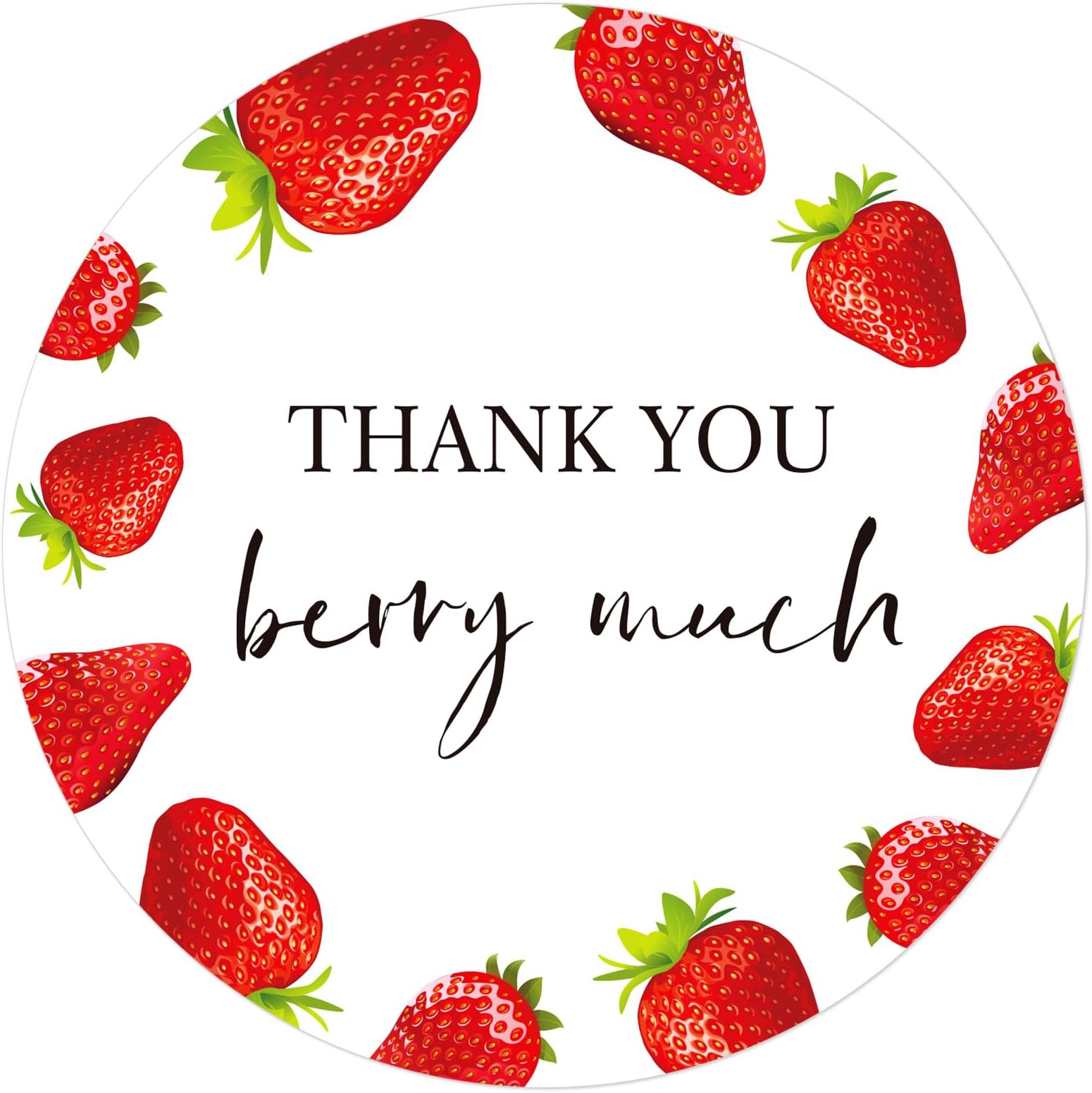 Amazon.com: 2" Round Strawberry Thank You Faovor Stickers - Set of 40 ...