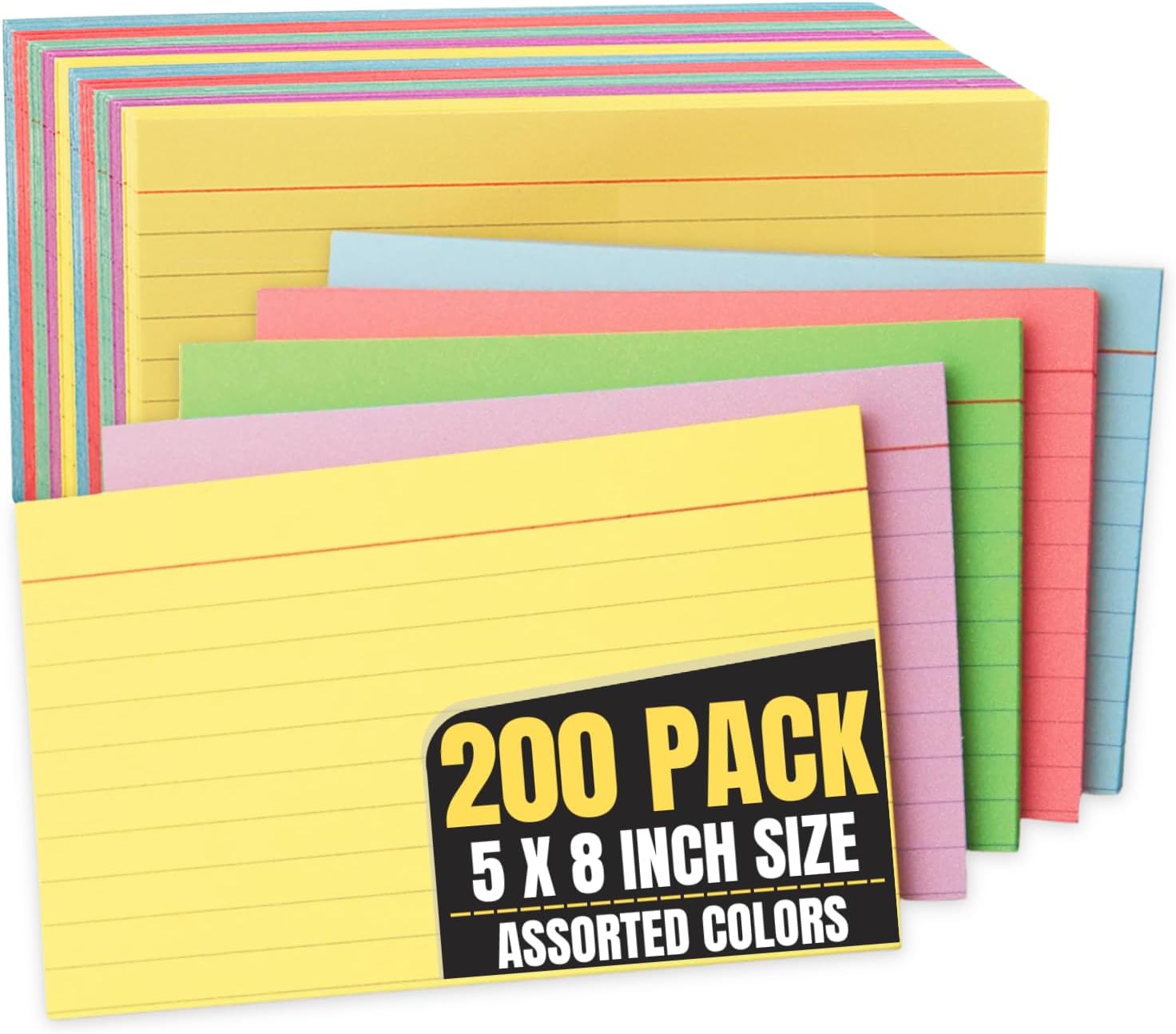 Amazon.com : 1InTheOffice Index Cards 5x8, Index Cards Colored, Colored ...