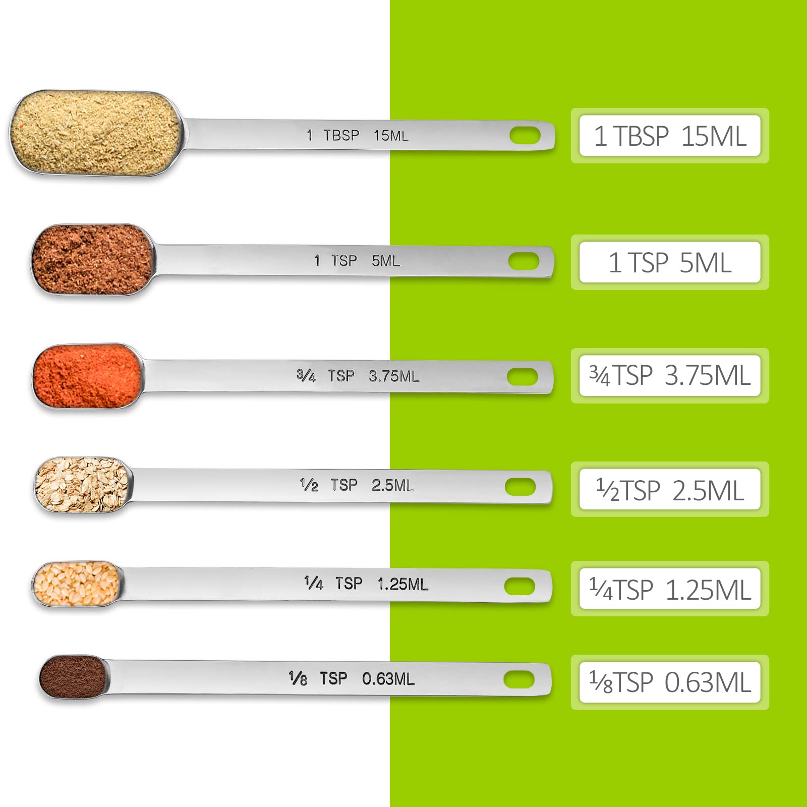 Snapklik.com : BERYLER Long Handle Measuring Spoons Set Of 6