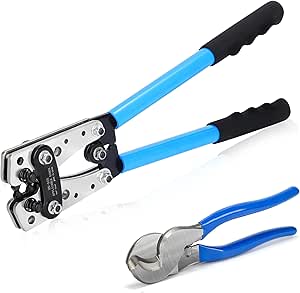 Gazoe Battery Cable Lug Crimping Tool 10-1 AWG with Cutter, Heavy Duty ...