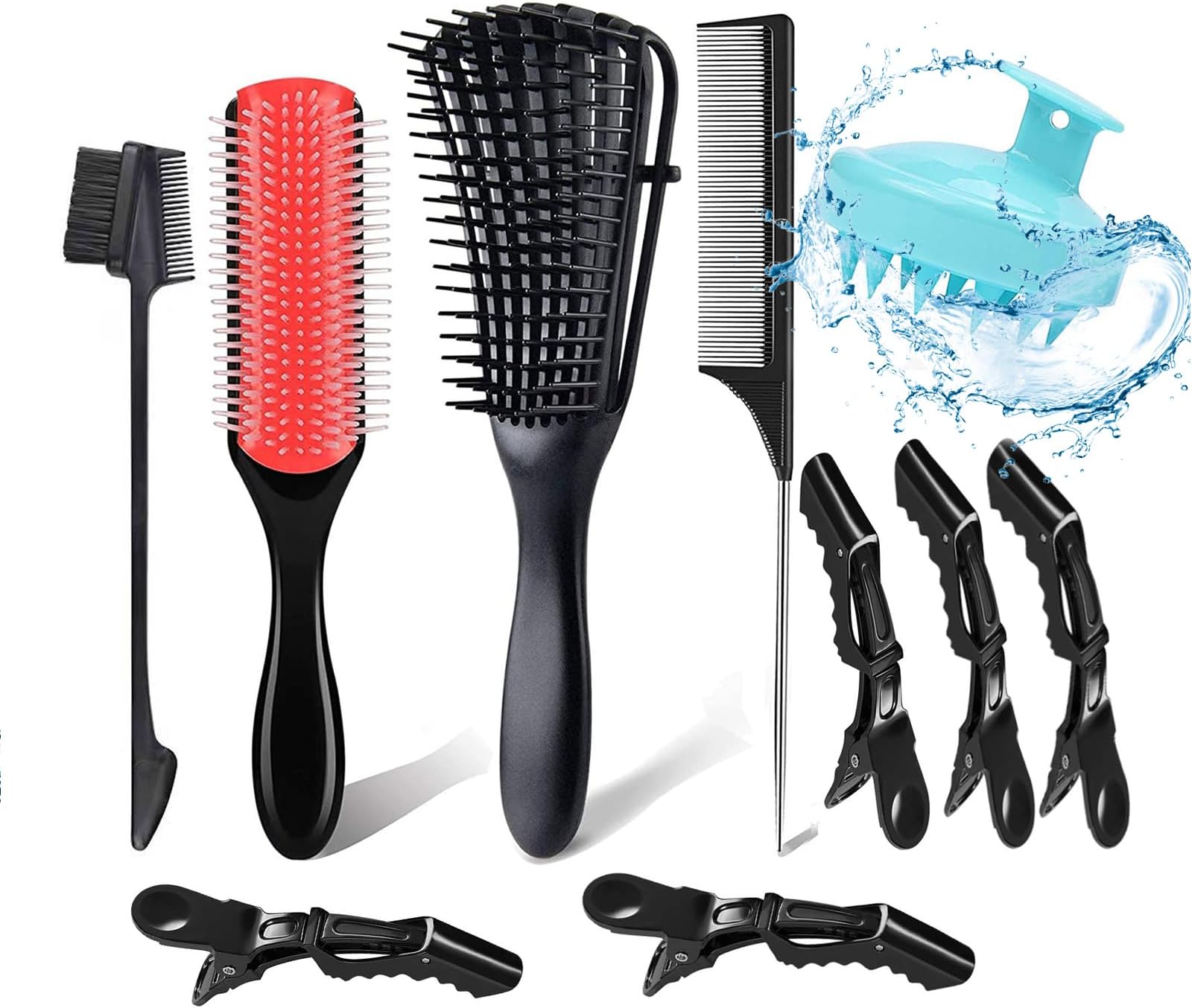 Amazon.com : 10Pcs Detangling Brush for Black Natural Hair, Curly Hair ...