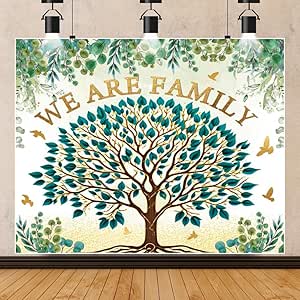 Amazon.com : Family Reunion Backdrop Family Tree Green Leaves Big ...