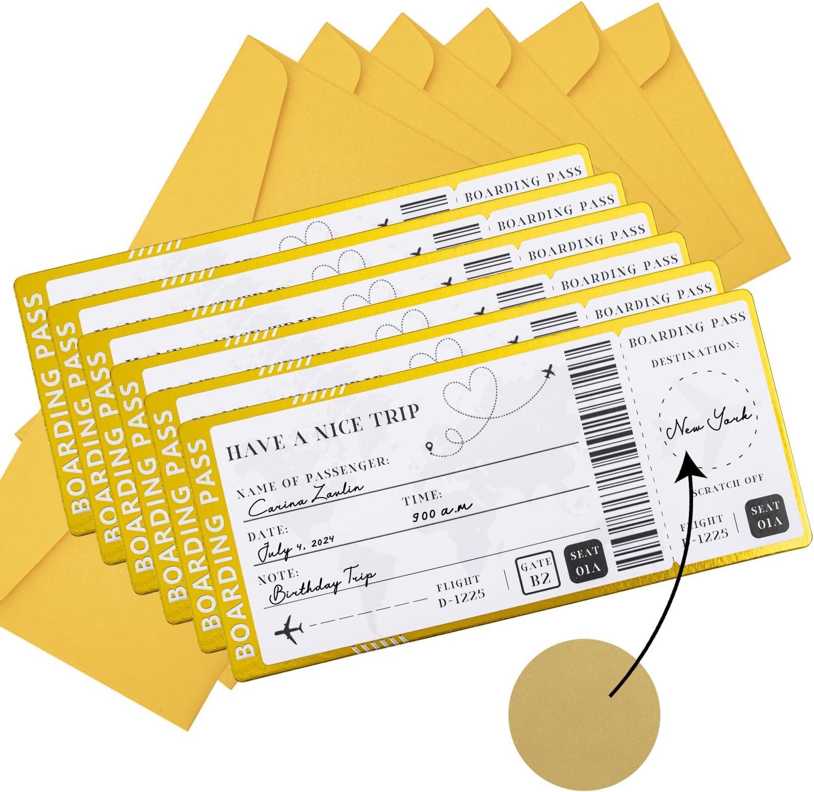 GOLD Scratch & Reveal Travel Ticket - Personalized Surprise Boarding ...