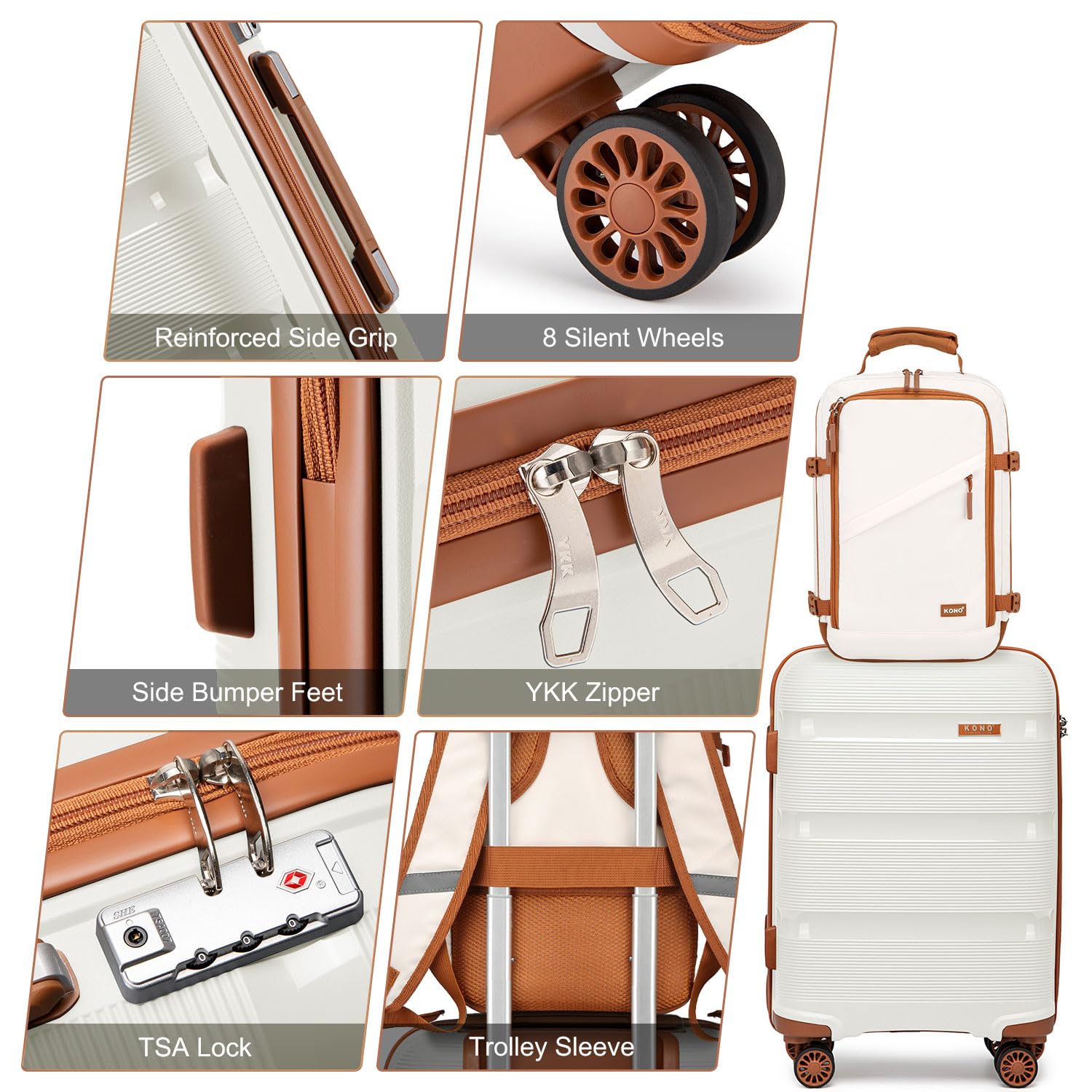 Snapklik.com : Kono Luggage Sets 2 Piece Hard Shell Polypropylene ...