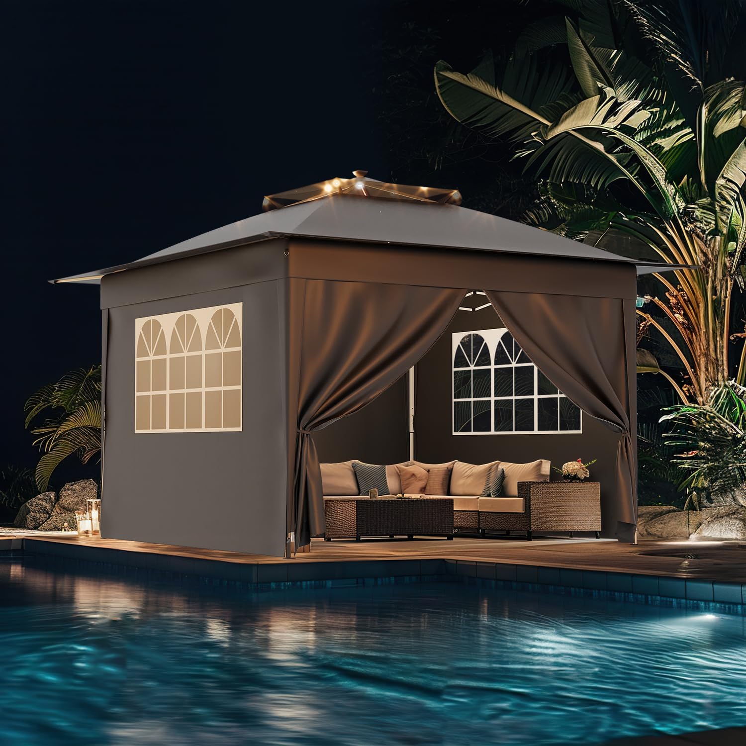 Amazon.de: Devoko Pavillon 3x3 Wasserdicht Stabil Winterfest mit LED ...