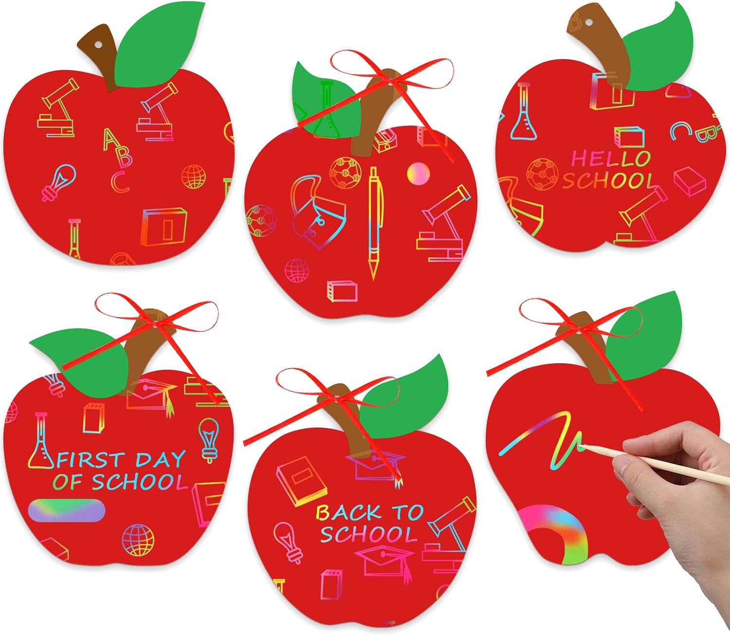 Amazon.com: Woanger 60 Sets Apple Crafts Fall Apple Scratch Paper Craft ...