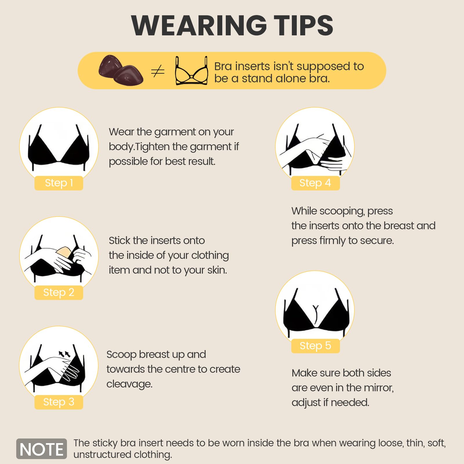 Snapklik.com : Double Sided Sticky Bra Inserts Reusable Push Up Lift ...