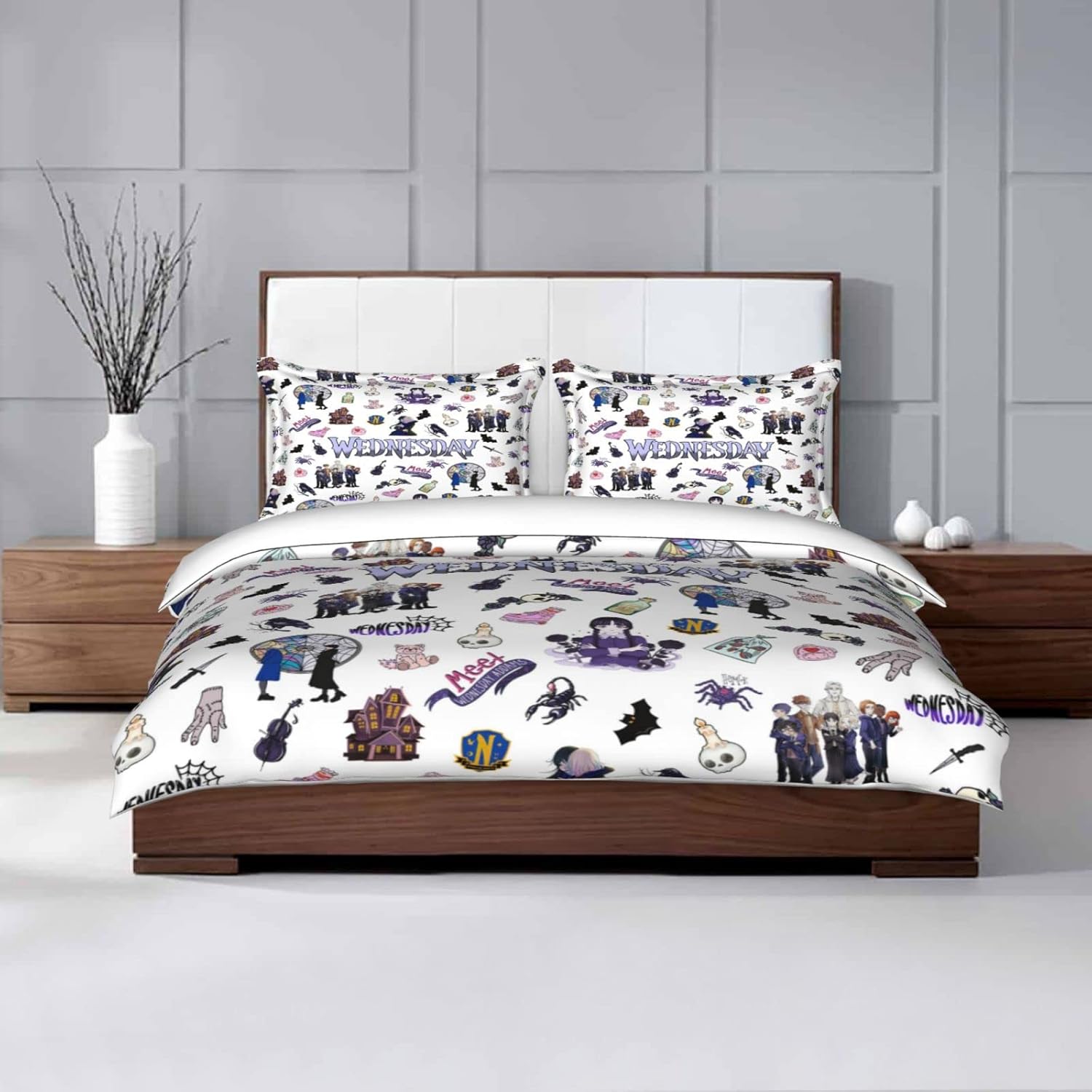 Amazon.com: JacoJe Wed Bed Set 3 Piece Wednesday Bedding Set (One Duvet ...